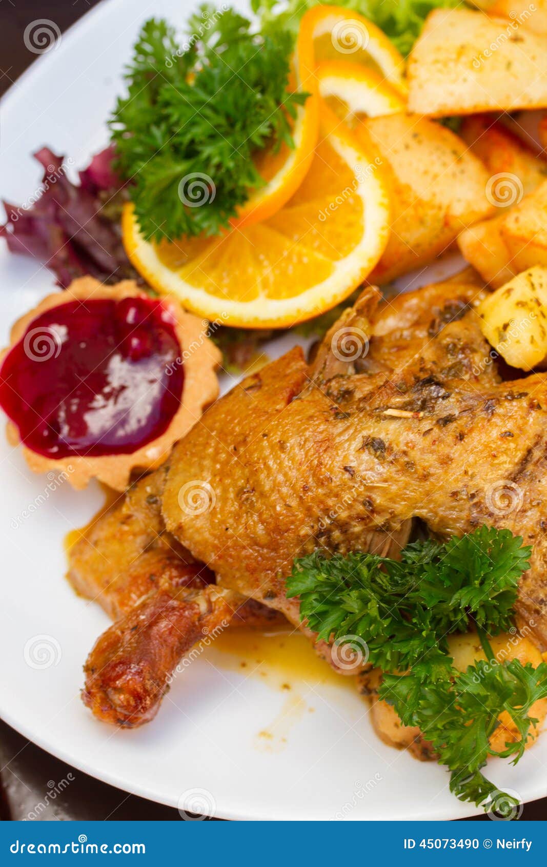 Polish National Dish - Duck with Apples and Potato Stock Photo - Image ...