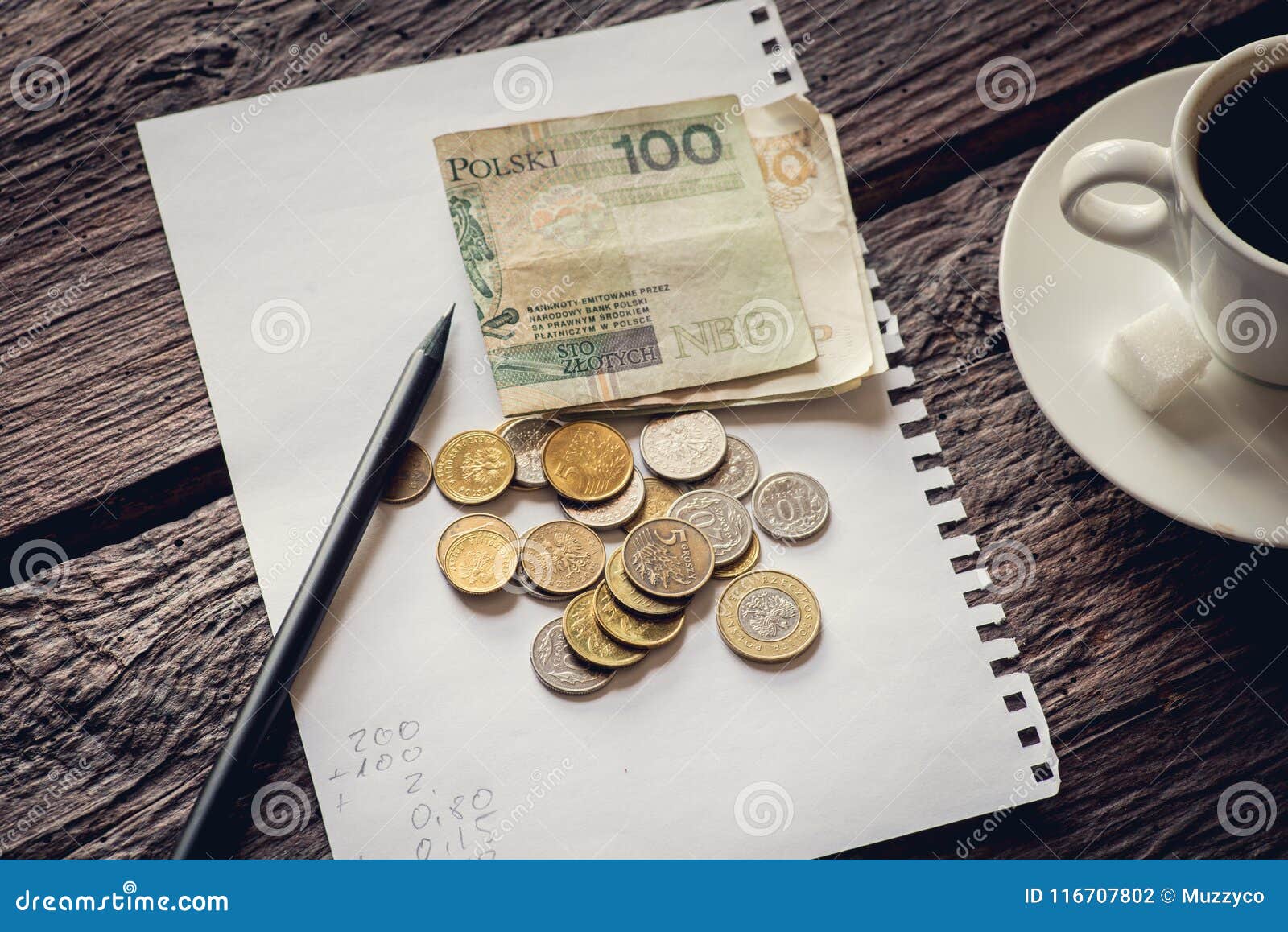 Polish notes and coins stock photo. Image of background - 116707802