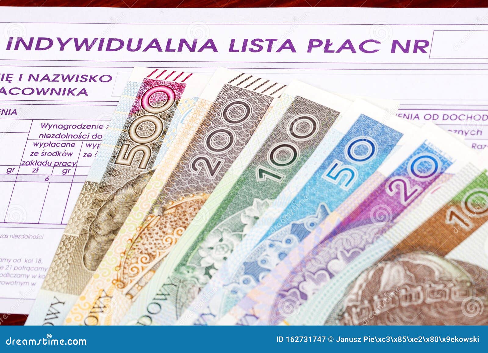 Polish Payroll a Document with Money Stock Image - Image of economy ...