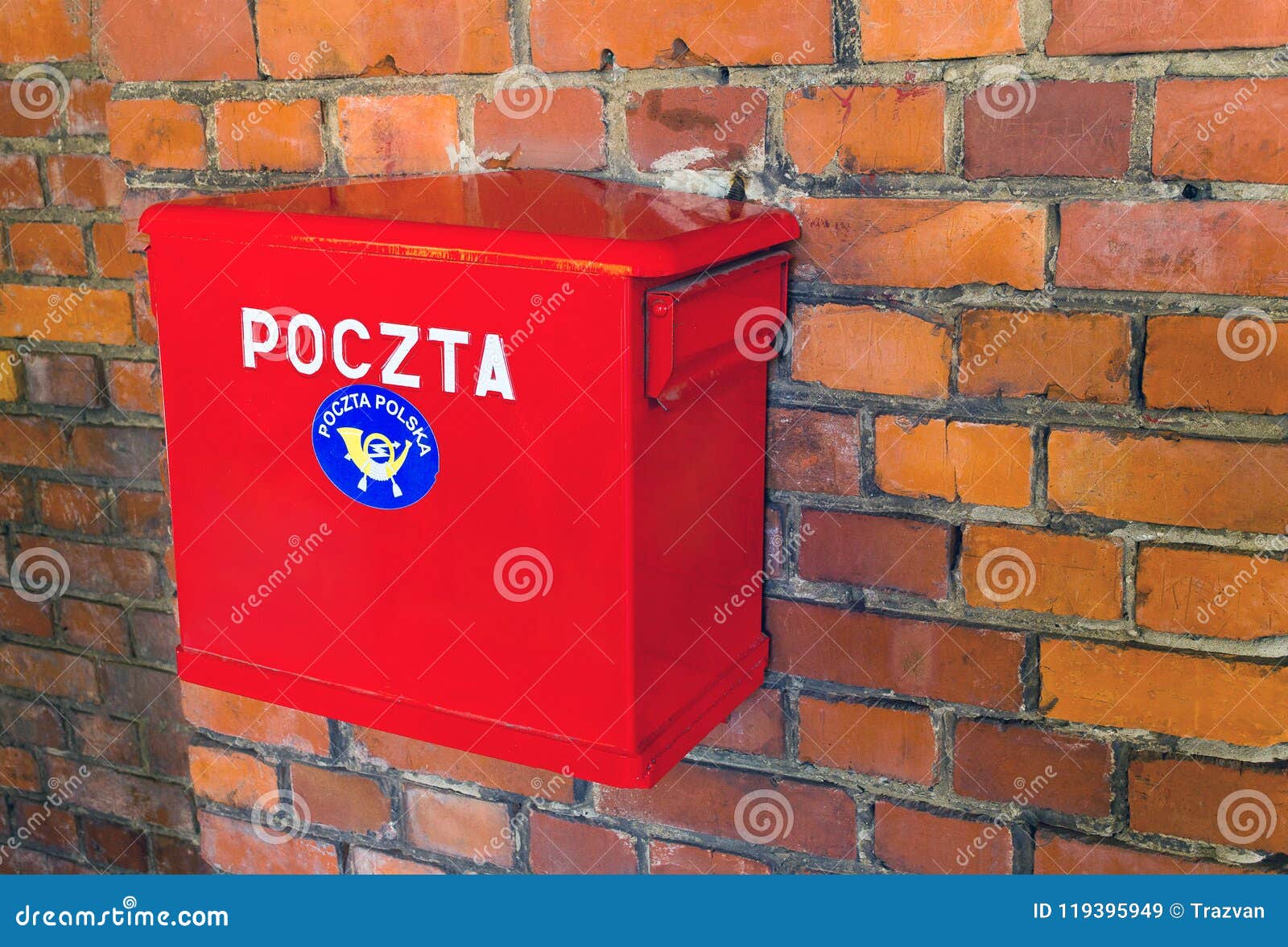 Polish Post (Poczta Polska) Red Mailbox Editorial Stock Image - Image ...