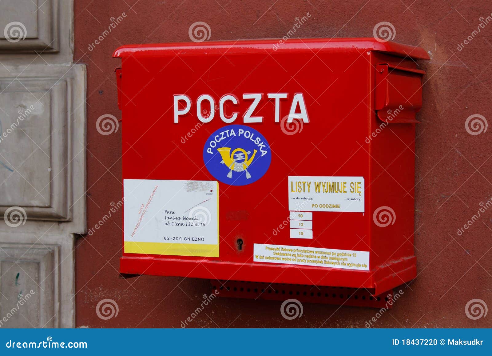 Polish postbox, close-up editorial image. Image of wall - 18437220