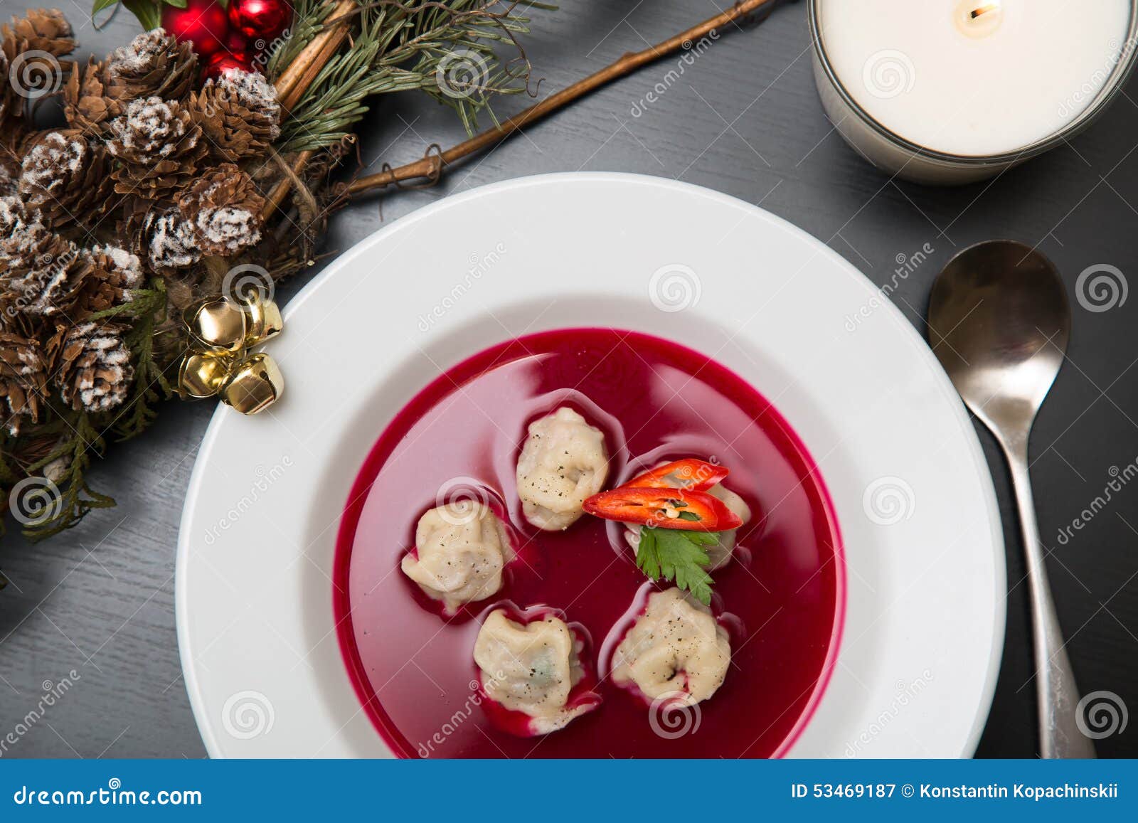 Polish red borsch stock image. Image of dumpling, borsch - 53469187
