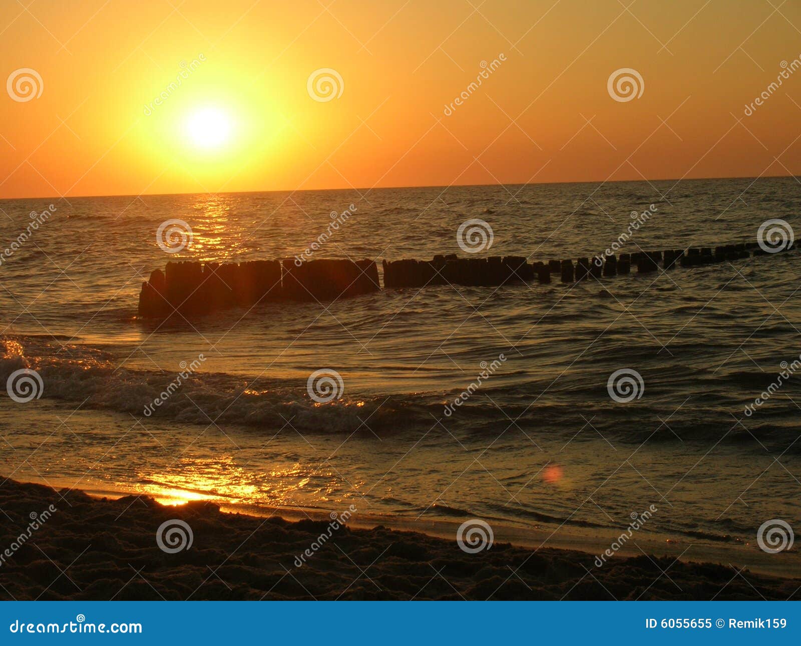 Polish sea stock image. Image of sunset, beach, wave, foam - 6055655