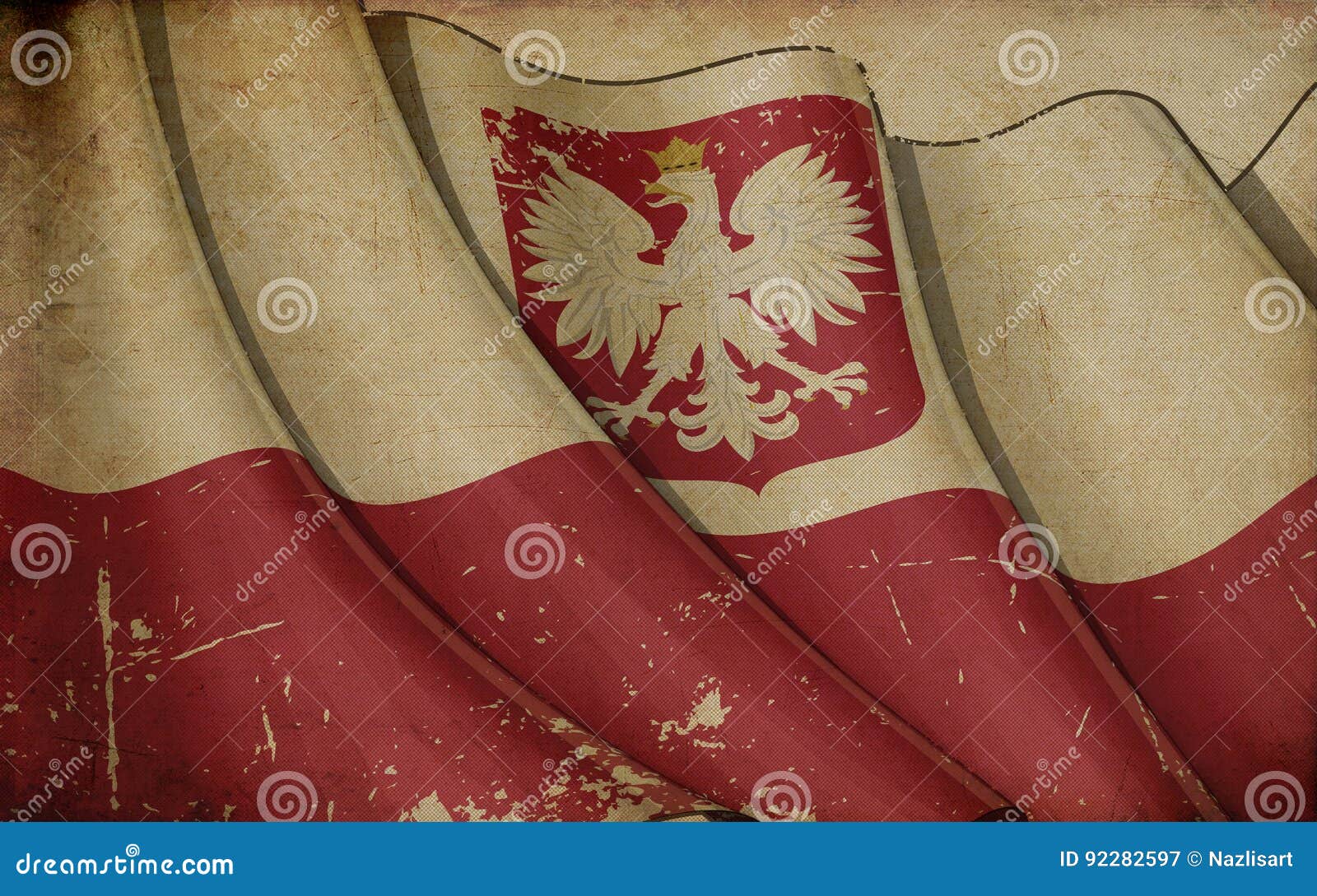 Polish State Flag Old Paper Background Stock Illustration ...