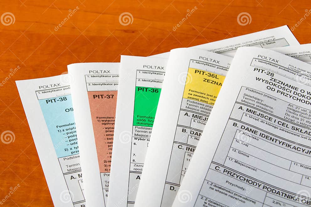 Polish tax forms. stock image. Image of accounting, return - 107269391