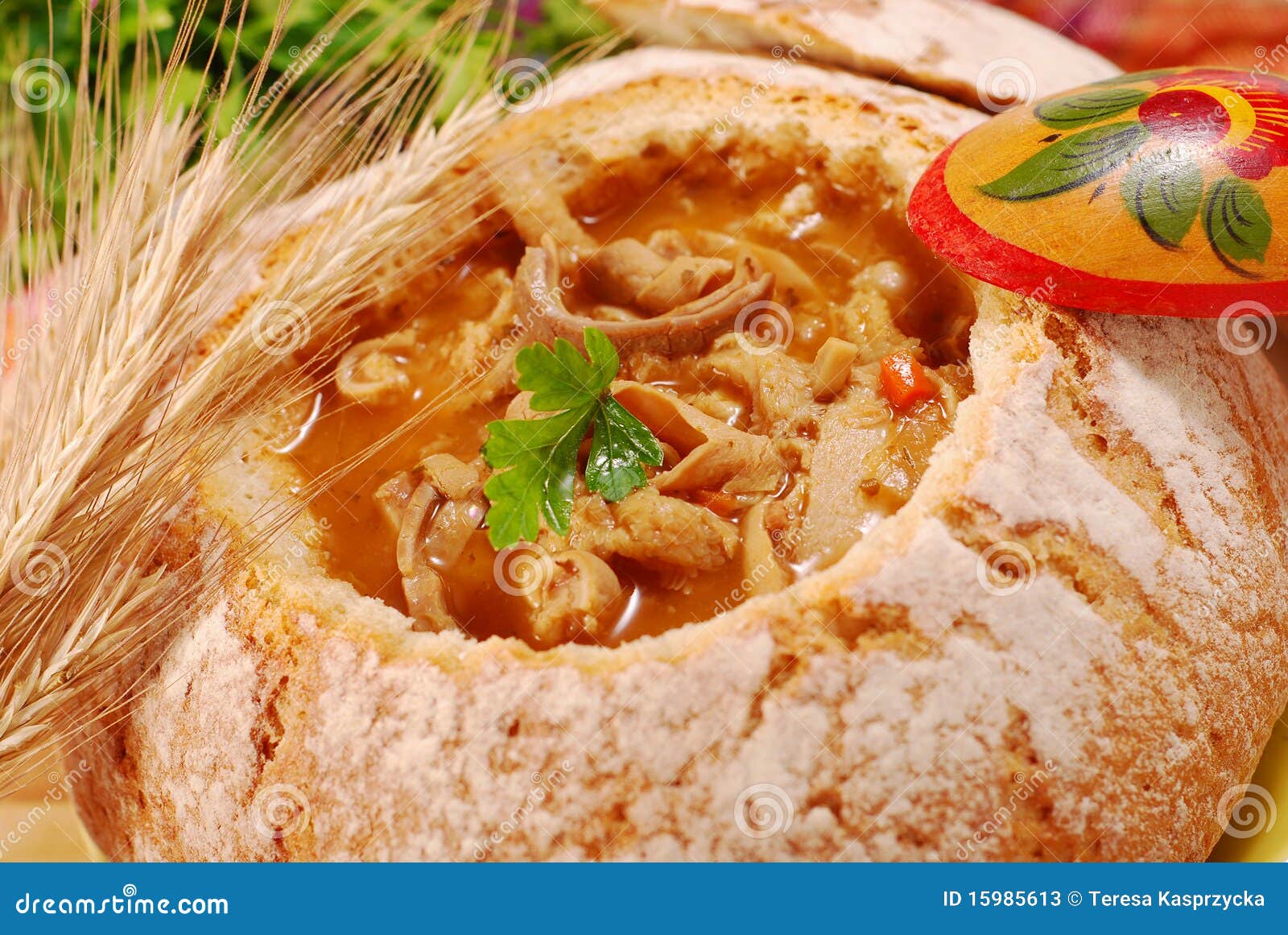 Polish Tripe Soup (flaki) in Bread Bowl Stock Image - Image of cuisine ...
