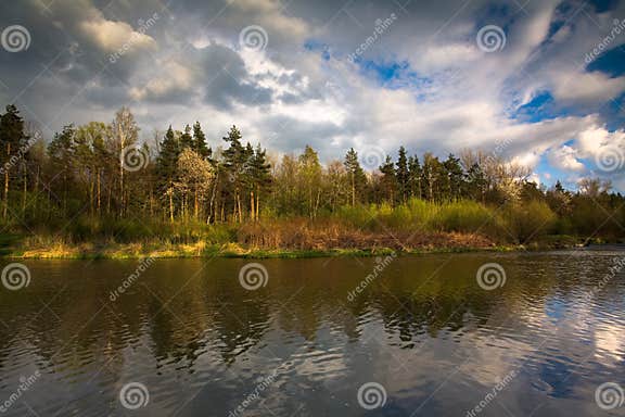 Polish Wisla River stock image. Image of clouds, forrest - 2292581