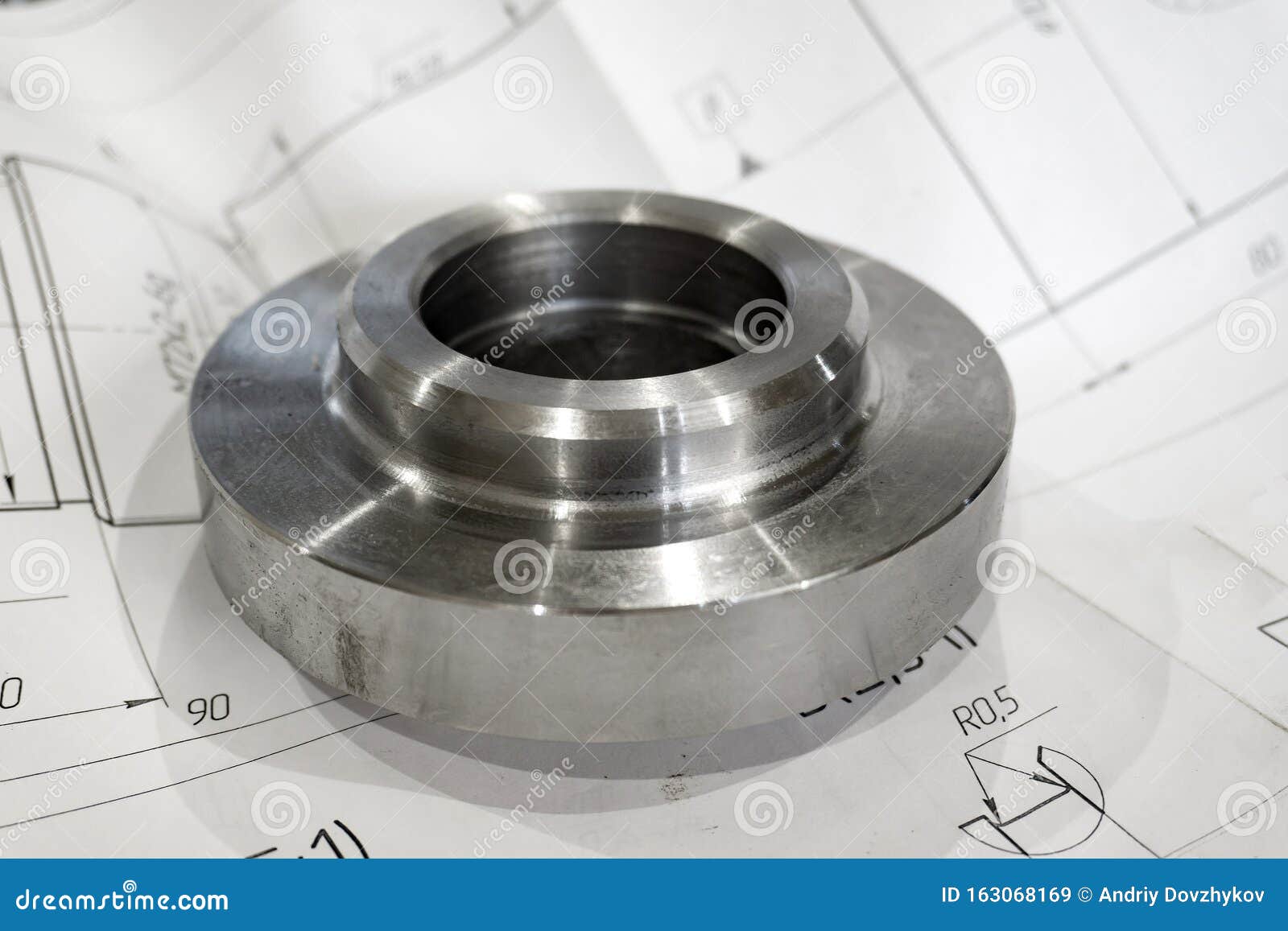 Polished Adapter Plate on a Technical Drawing in the Industry Stock ...