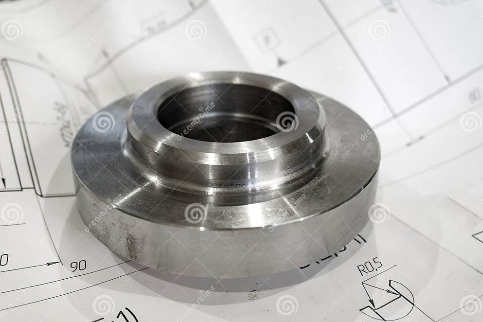 Polished Adapter Plate on a Technical Drawing in the Industry Stock ...