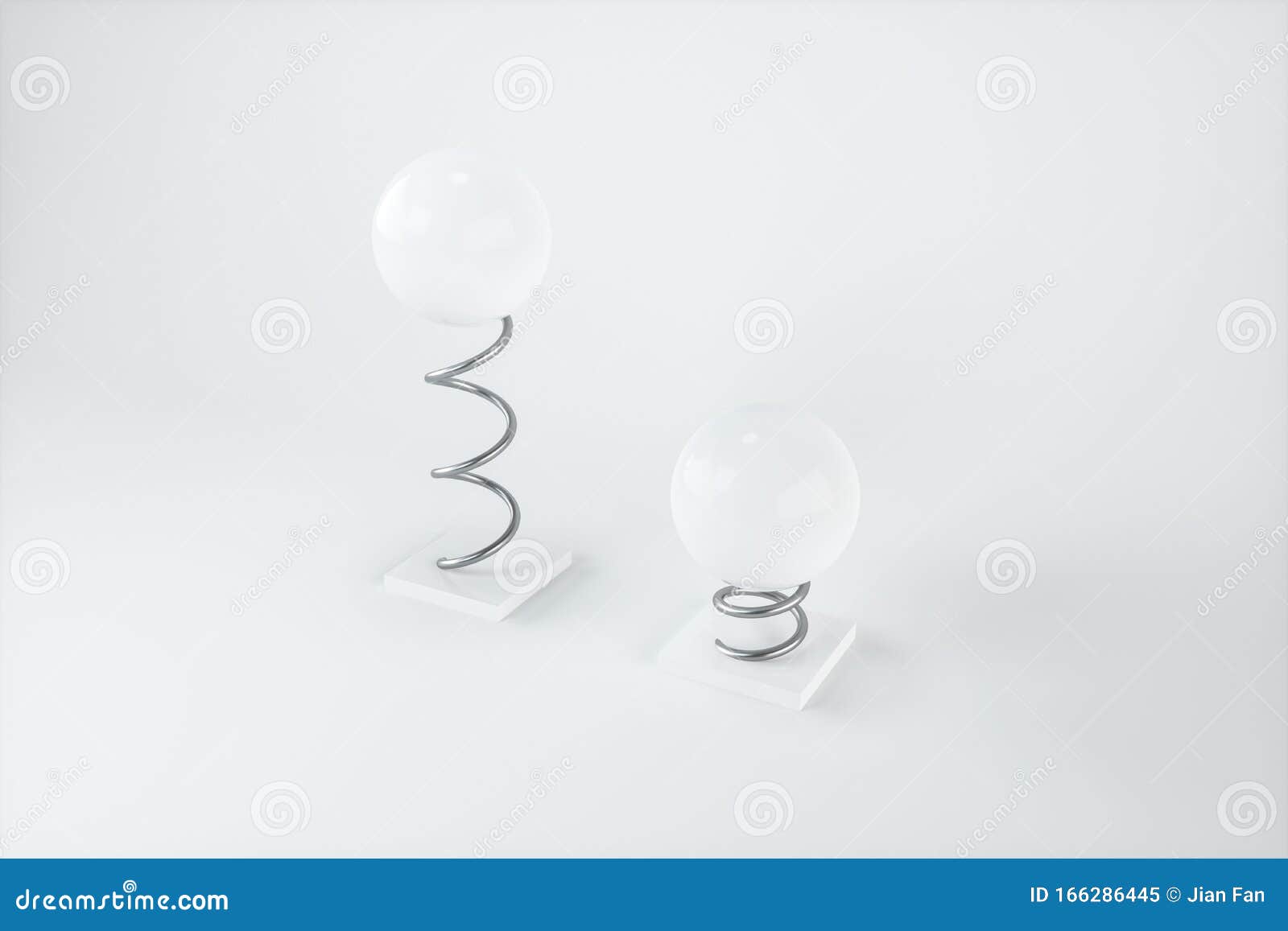 Polished Balls are Attached To Springs, 3d Rendering Stock Illustration ...