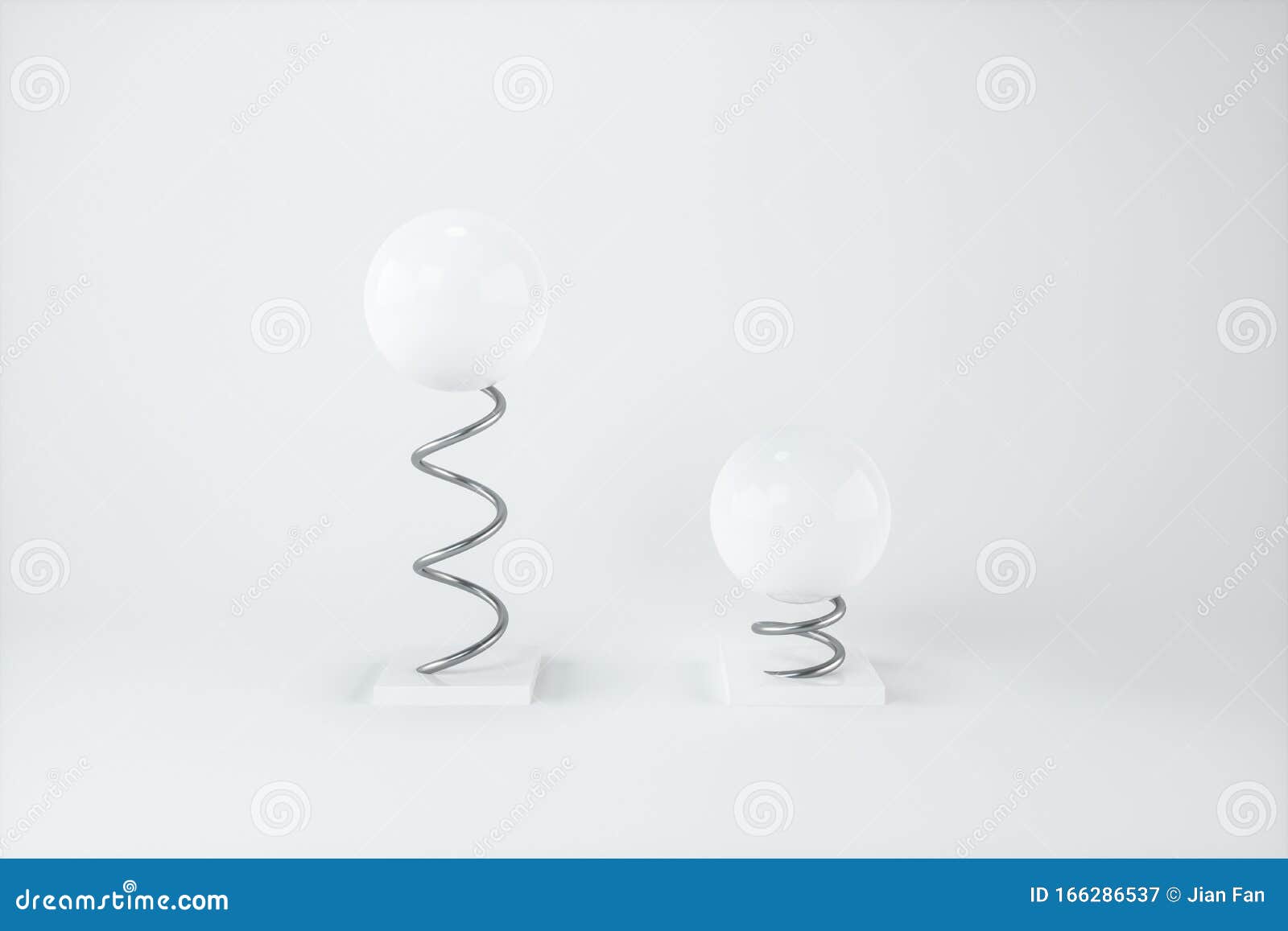 Polished Balls are Attached To Springs, 3d Rendering Stock Illustration ...