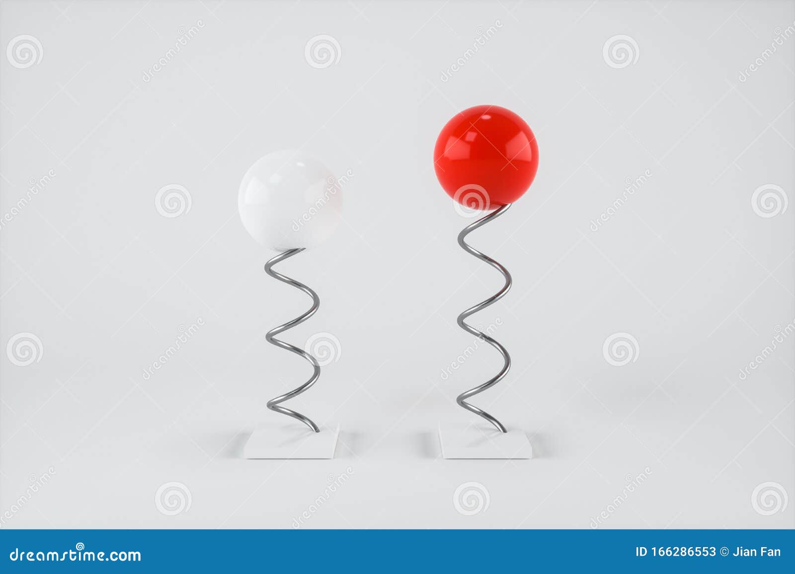 Polished Balls Are Attached To Springs, 3d Rendering Royalty-Free ...