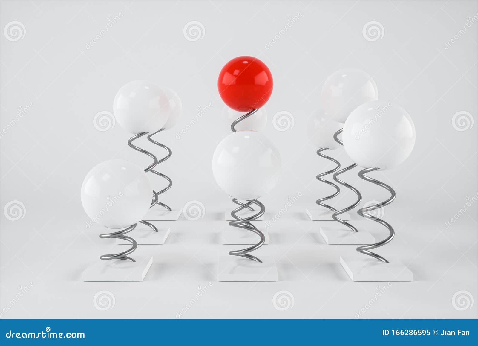 Polished Balls are Attached To Springs, 3d Rendering Stock Illustration ...