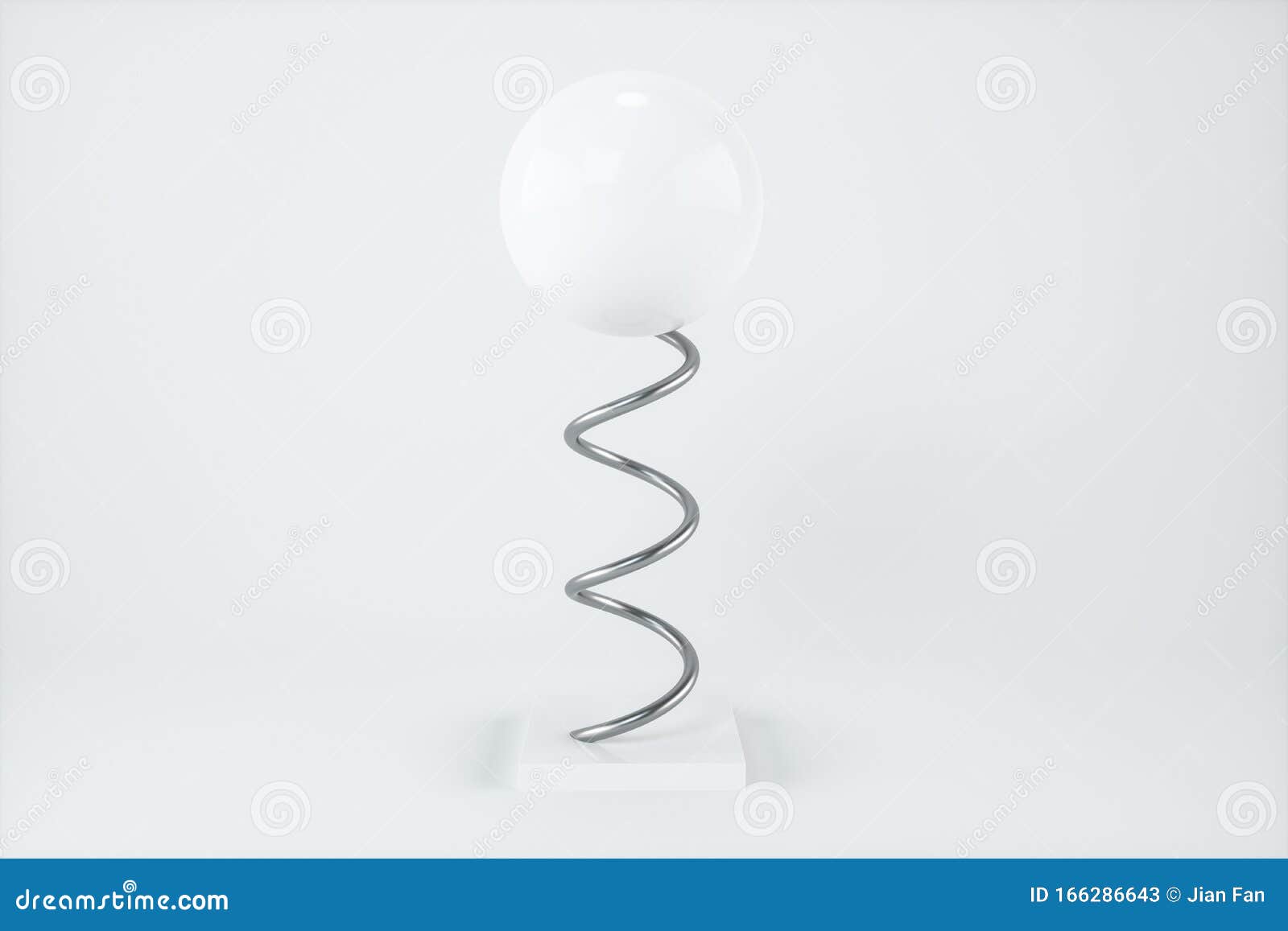 Polished Balls are Attached To Springs, 3d Rendering Stock Illustration ...