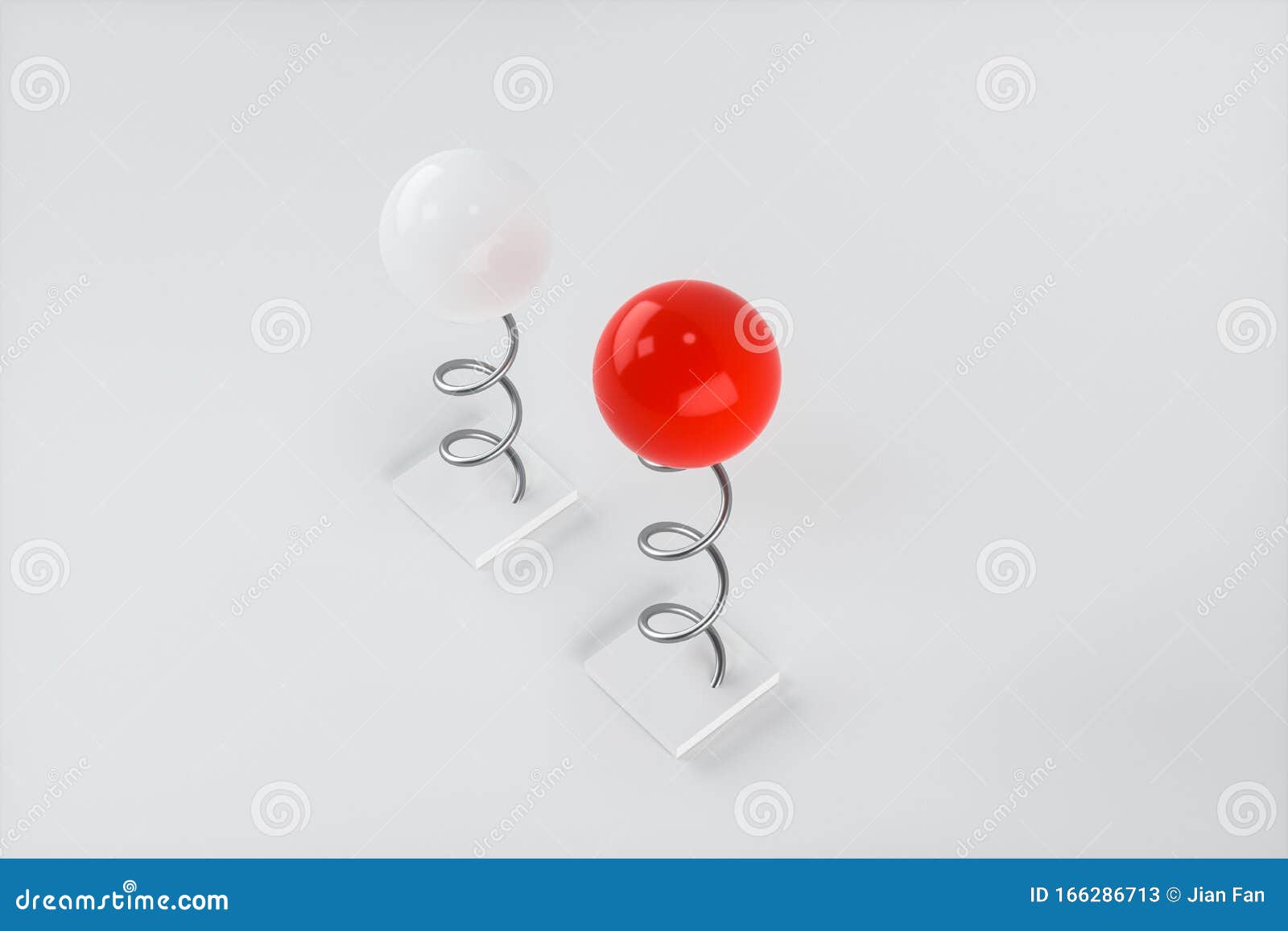 Polished Balls are Attached To Springs, 3d Rendering Stock Illustration ...