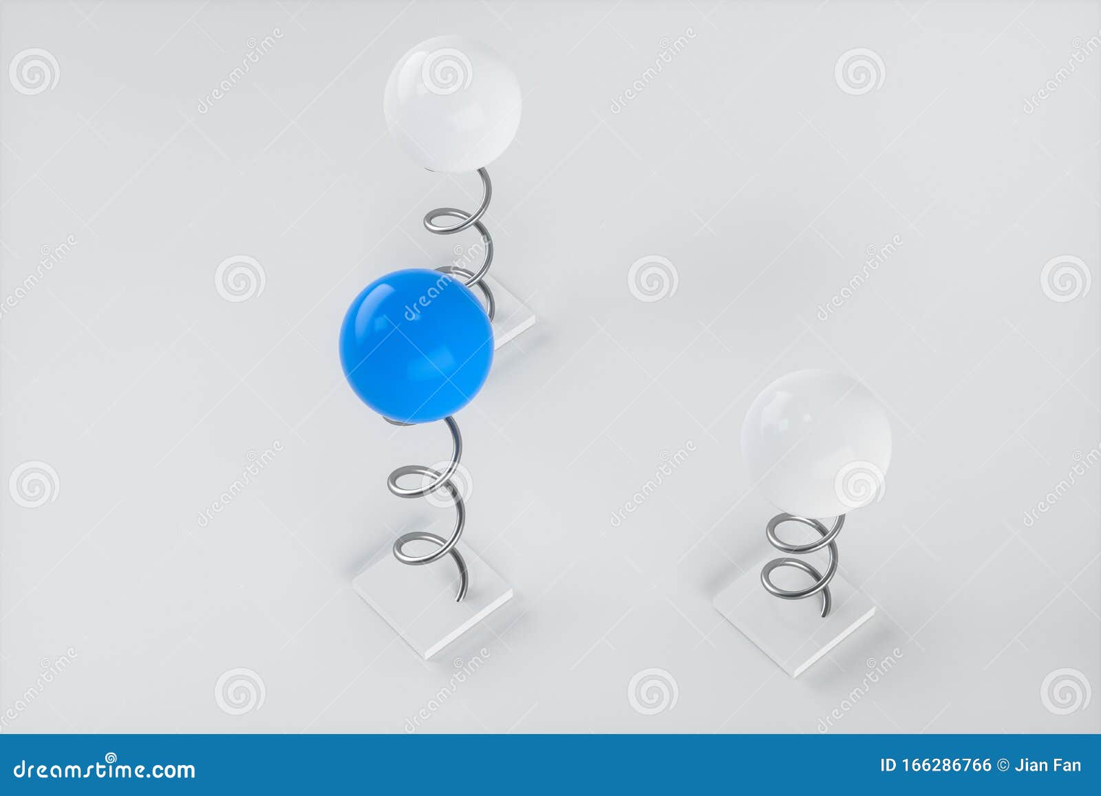 Polished Balls are Attached To Springs, 3d Rendering Stock Illustration ...