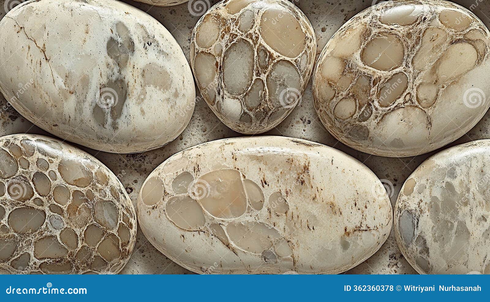 Polished Beige Stones, Textured Surface, Close-up, Background Blurred ...