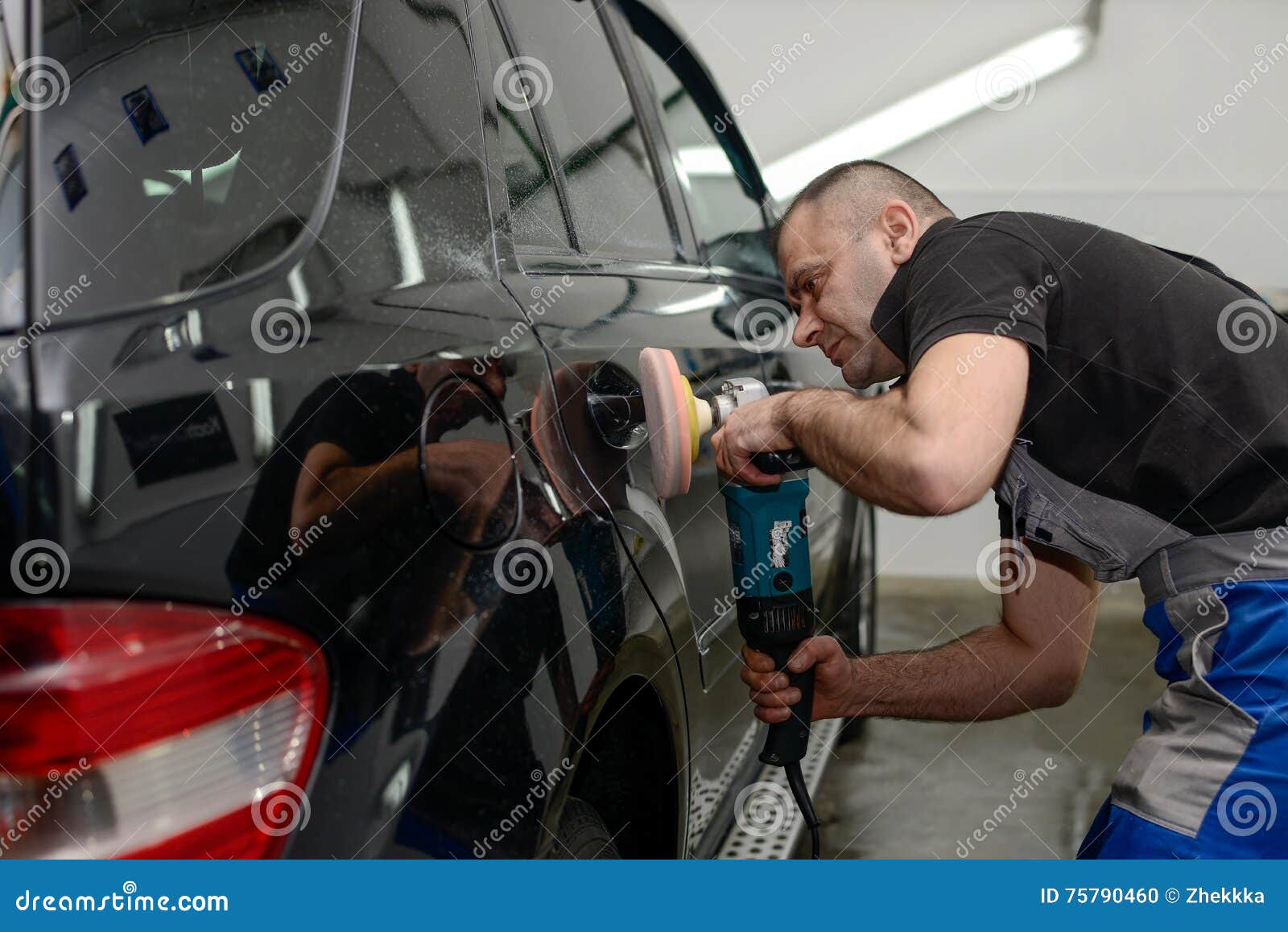 Polished Black Car Glossing Stock Photo - Image of polishing, repair ...