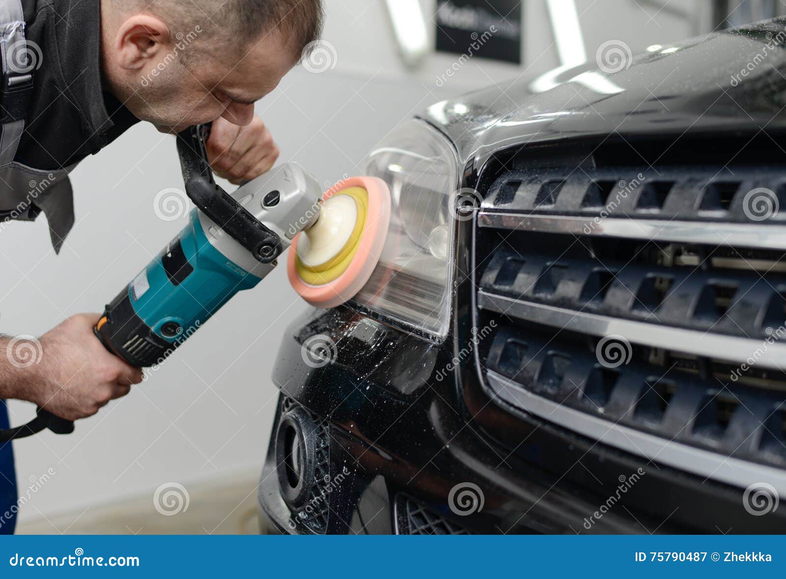 Polished Black Car Glossing Stock Image - Image of automotive, hand ...