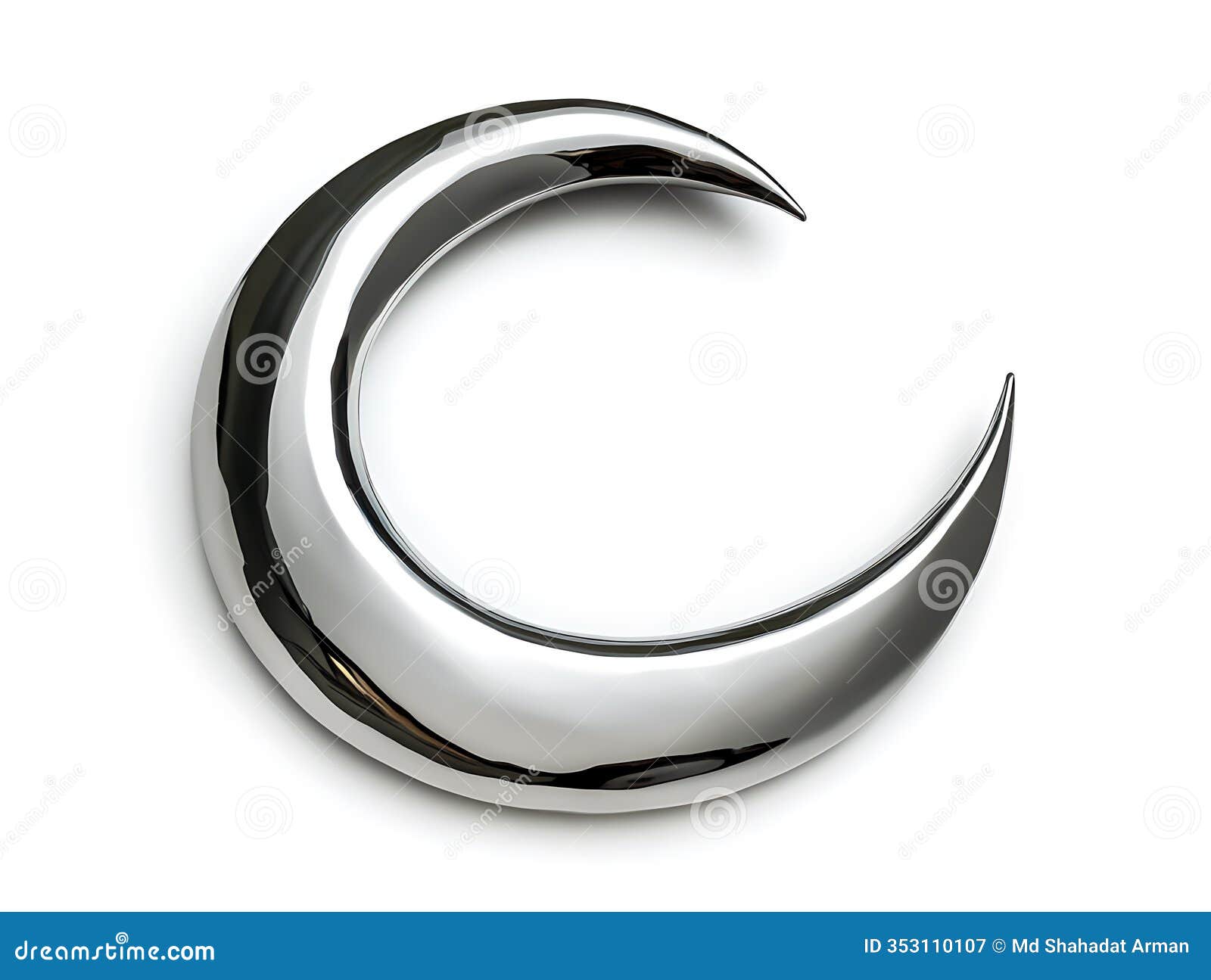 Polished Chrome Crescent Moon Shape Isolated on White Stock ...