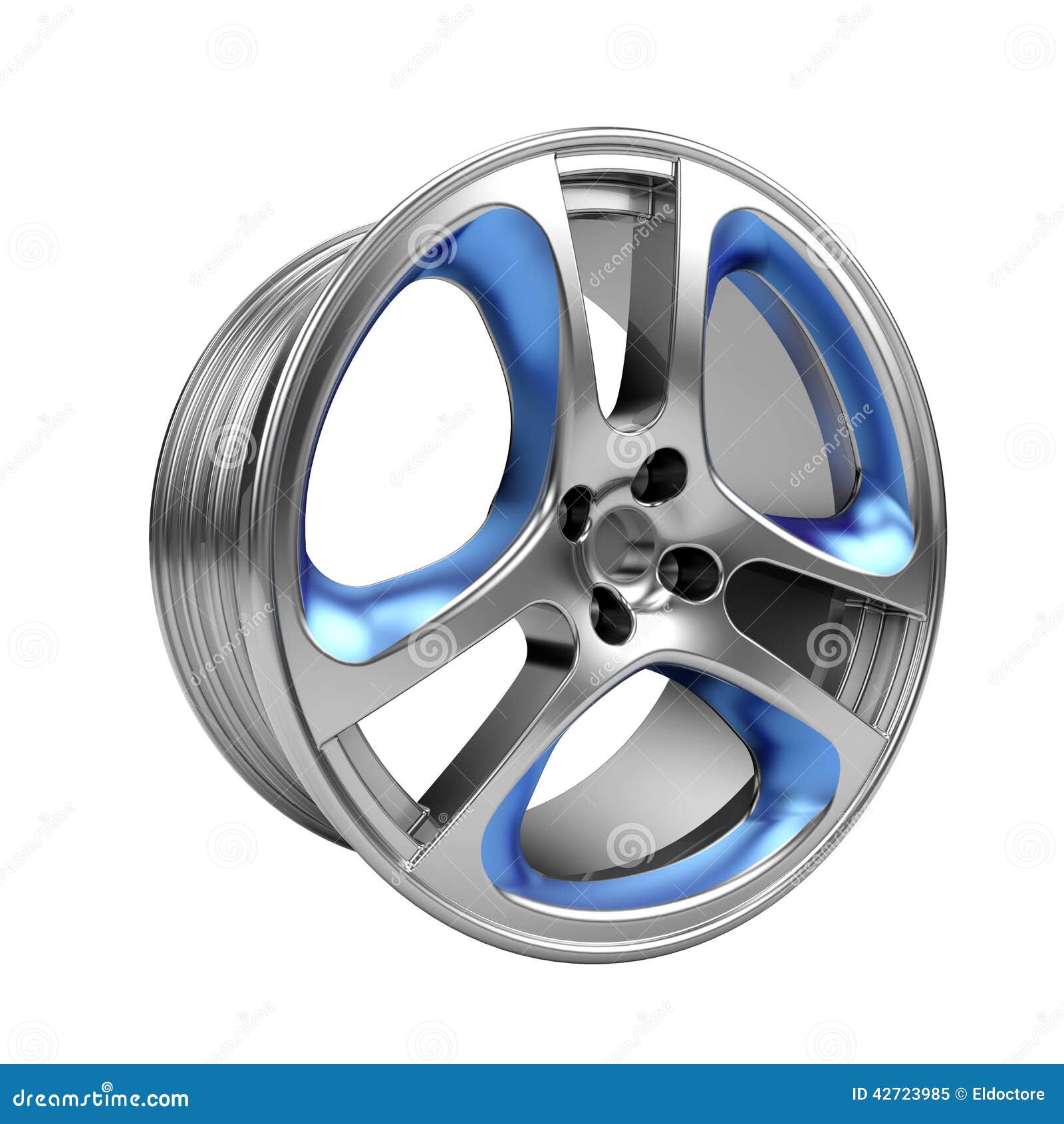 Polished Chrome Rim Wheel on White Stock Illustration - Illustration of ...