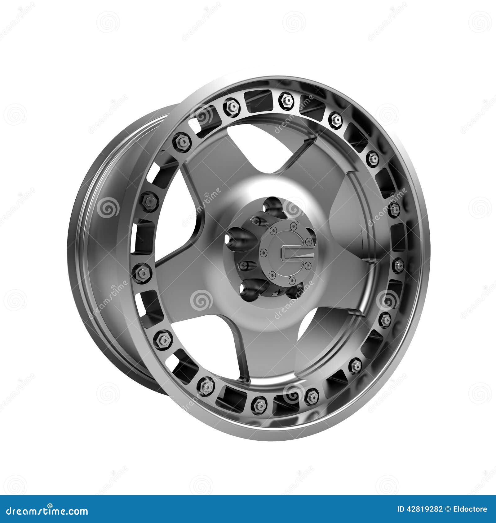 Polished Chrome Rim Wheel on White Stock Illustration - Illustration of ...