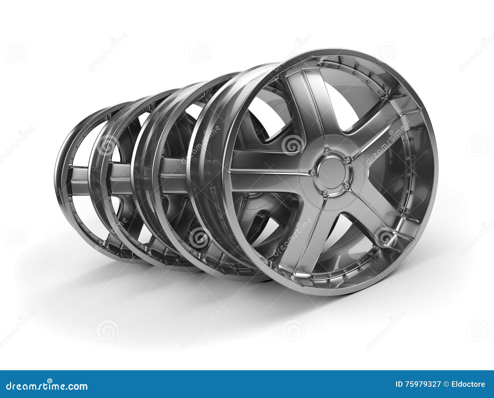 Polished Chrome Rims Wheels. Stock Illustration - Illustration of ...