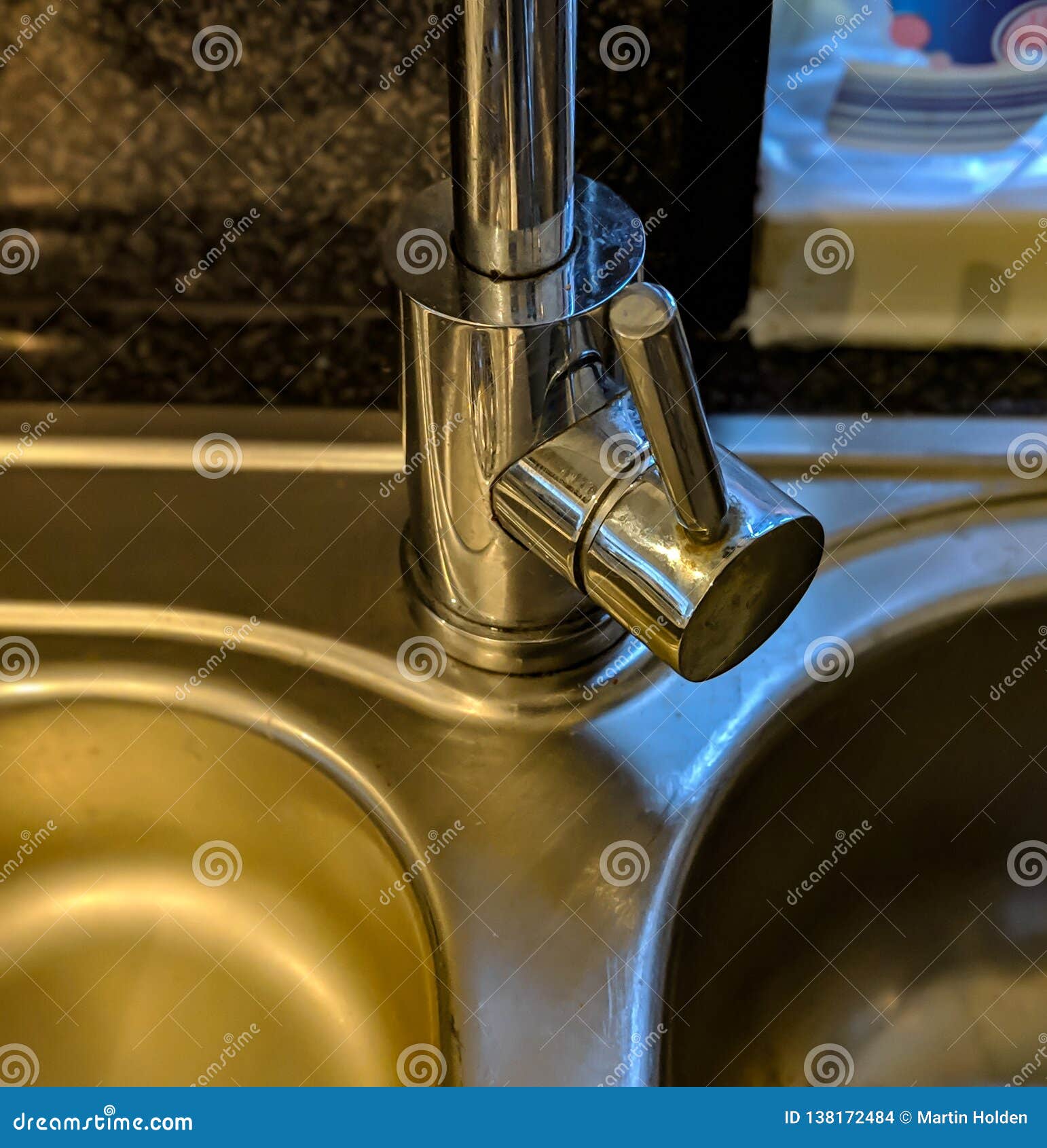 Chrome Tap and Sink stock photo. Image of chrome, domestic - 138172484