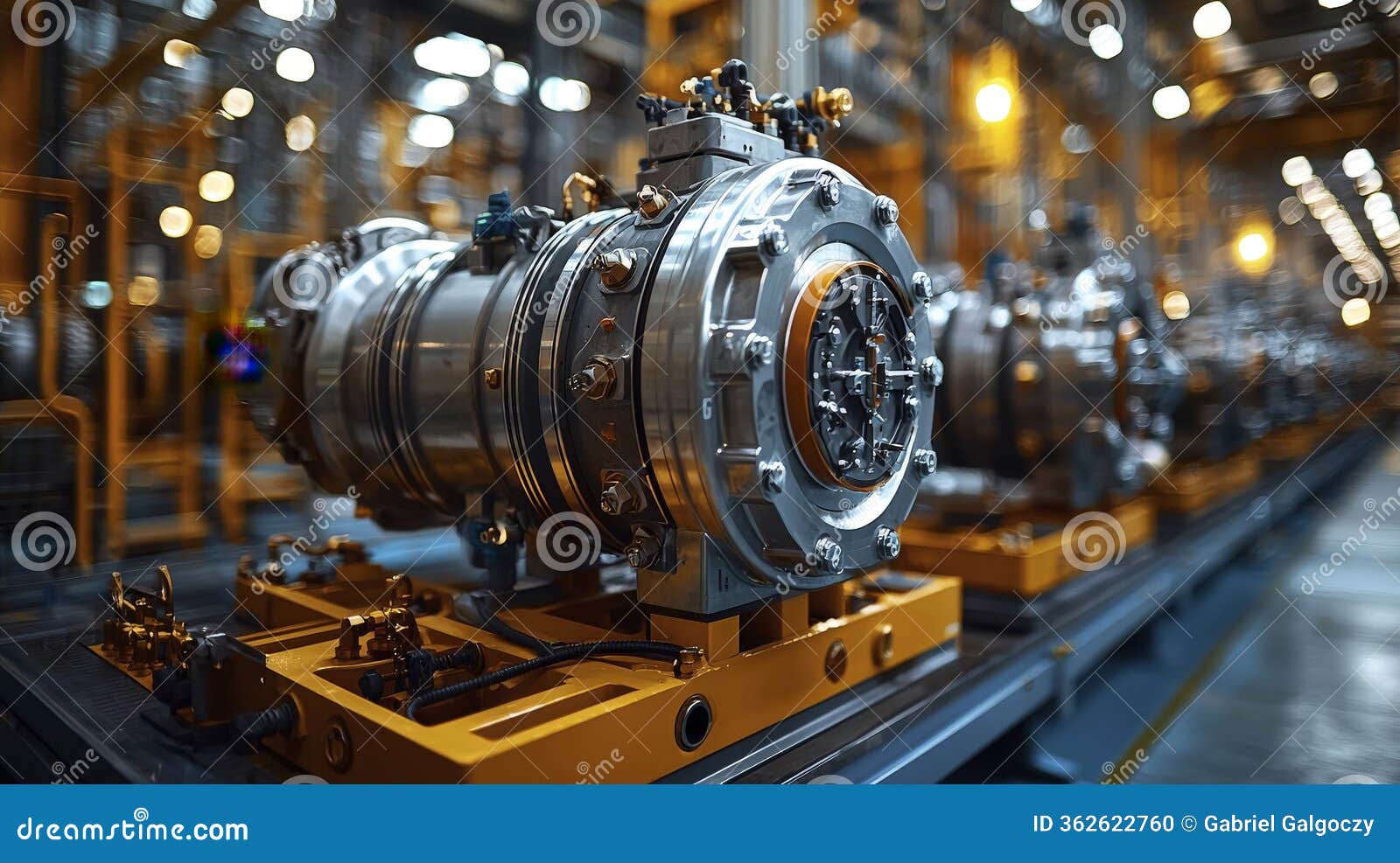 Polished Engine in Industrial Warehouse Setting Stock Illustration ...