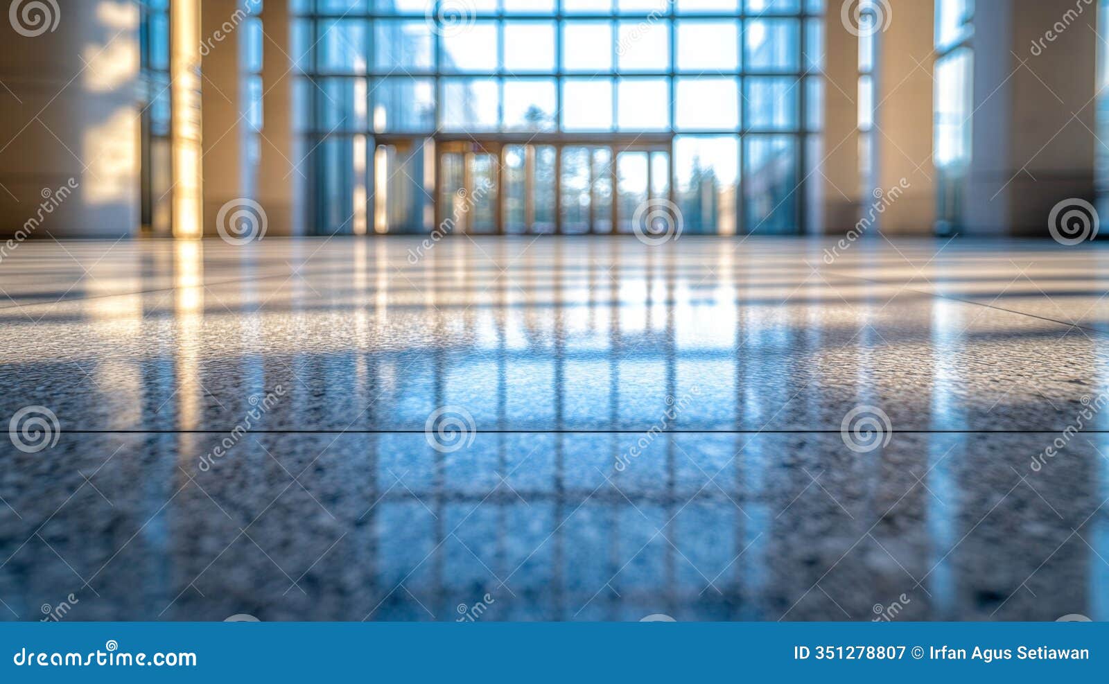 Polished Floor Reflecting Large Modern Windows Stock Illustration ...