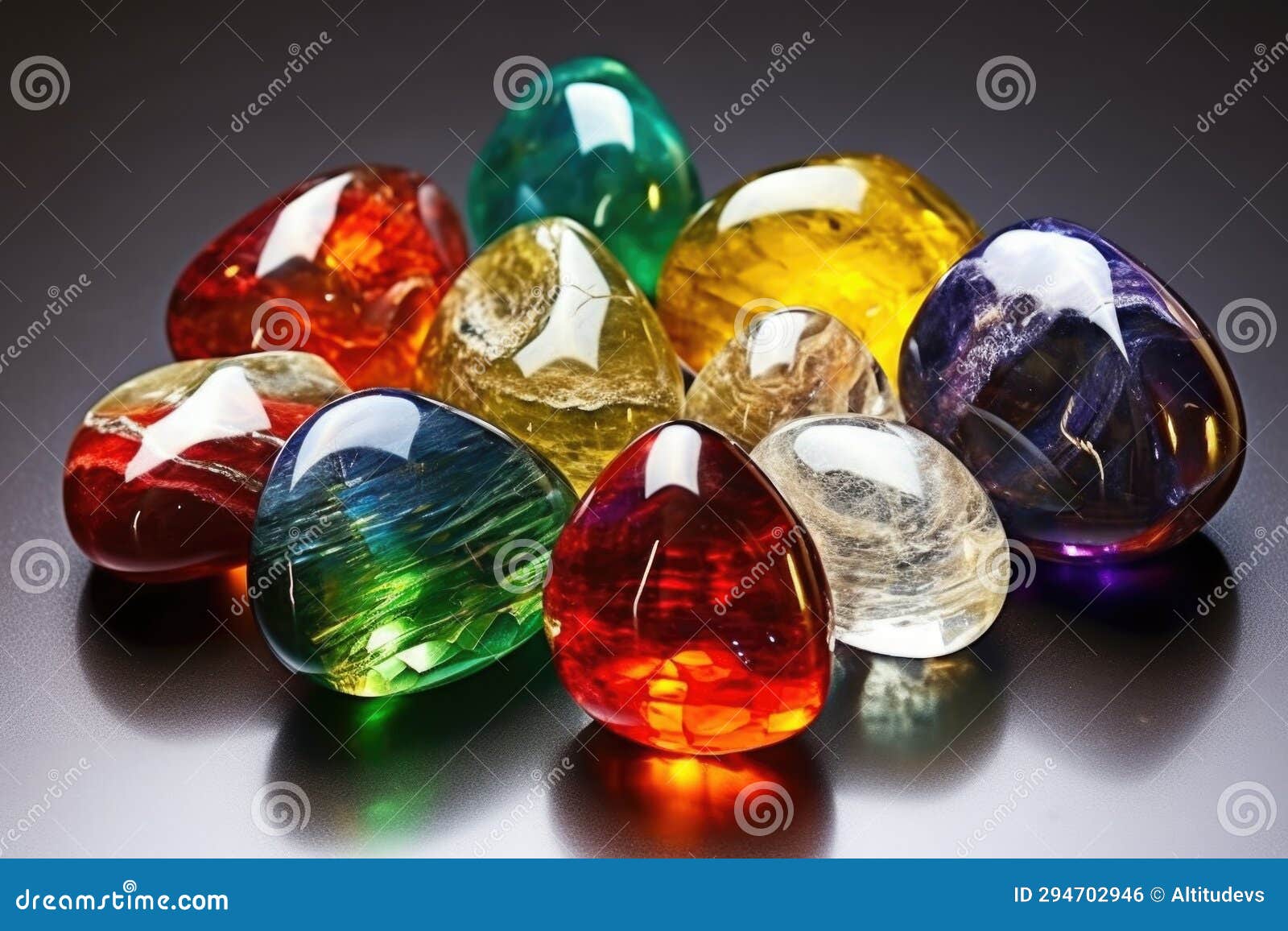 Polished Gemstones in Comparison To Their Raw Versions Stock Photo ...
