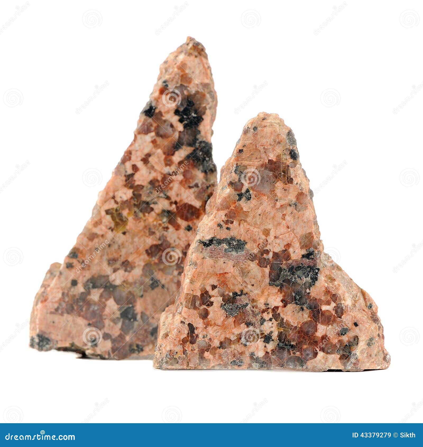 Polished Granite Stone Pieces Isolated on White Background Stock Image ...
