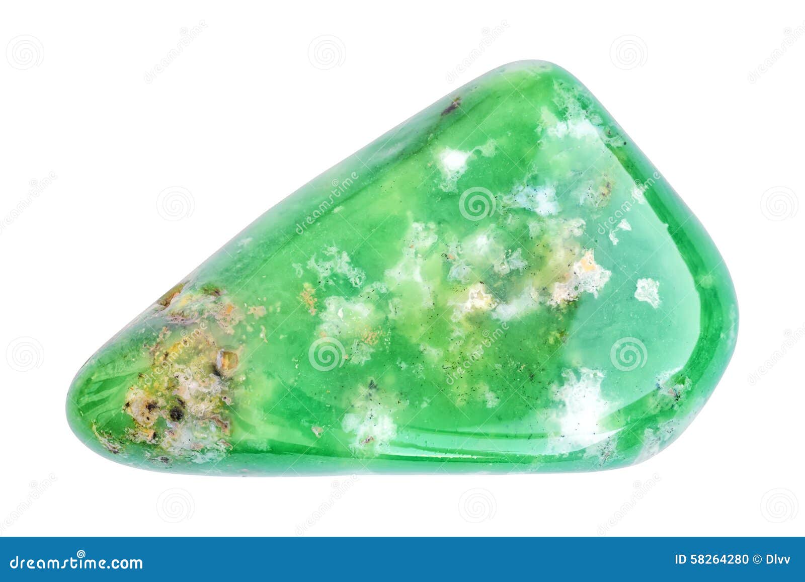 Polished Green Nephrite Gemstone Isolated on White Stock Photo - Image ...