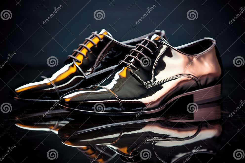 Polished Leather Shoes with Reflection on Surface Stock Illustration ...
