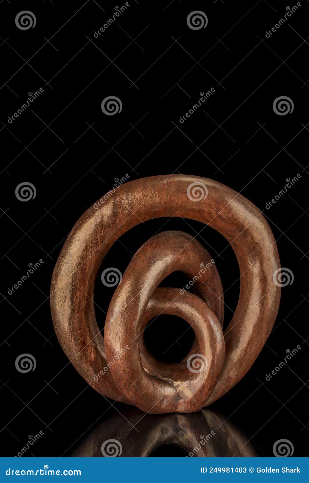 Polished, Painted Gold Loop Abstract Sculpture in Black Stock Image ...