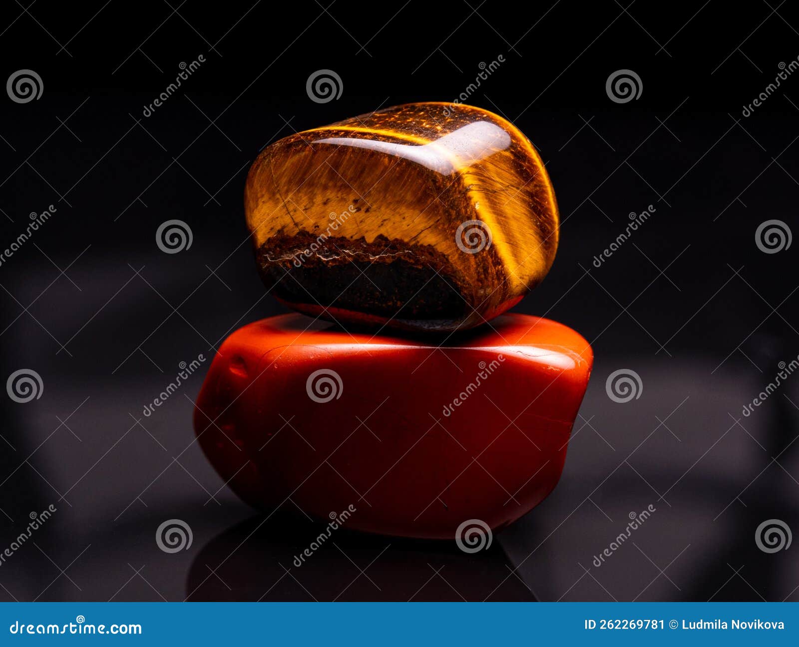 Polished Red Jasper and Tiger-eye Stock Image - Image of natural ...