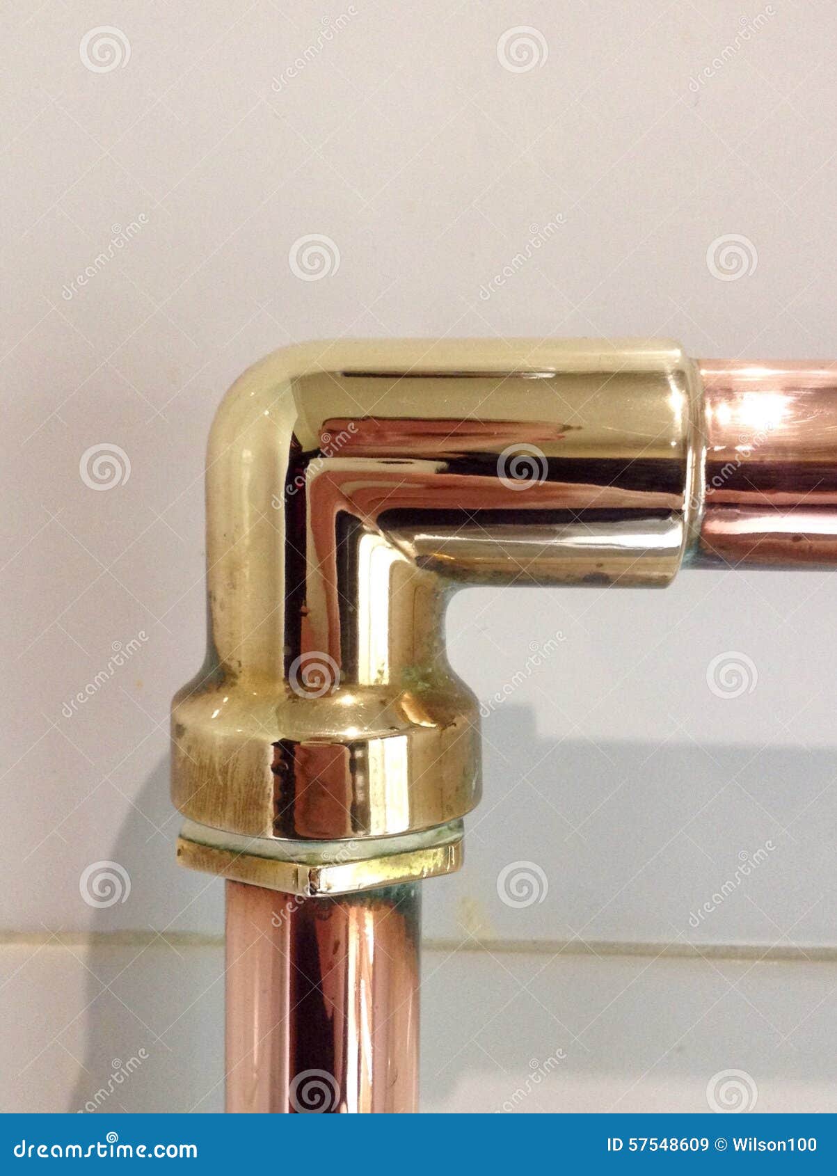 A Polished Right Angle Copper Pipe Fitting Stock Image - Image of angle ...