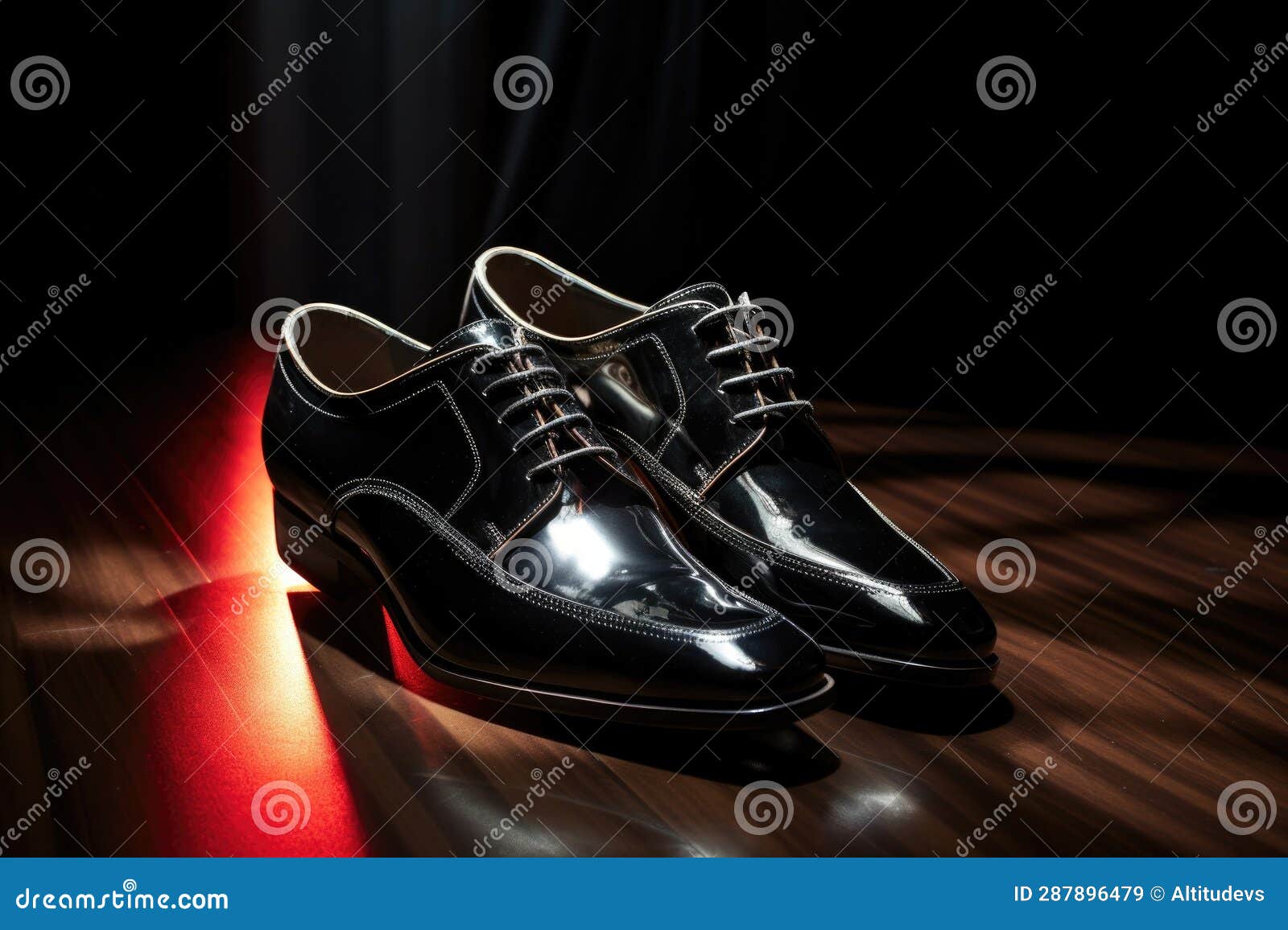 Polished Shoes with a Spotlight, Creating a Dramatic Effect Stock ...