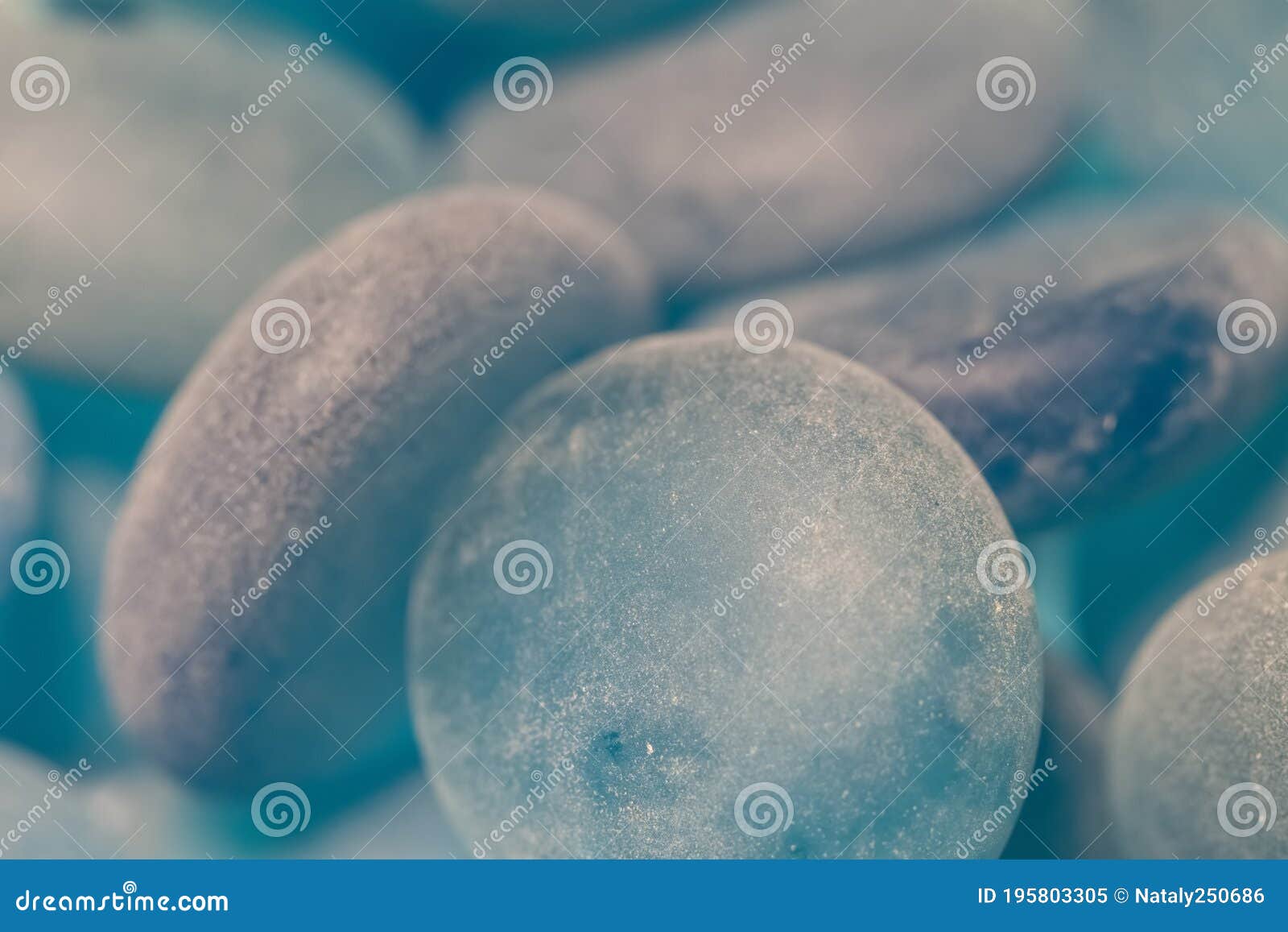 Polished Smooth Glass Blue Round Stones Macro Stock Image - Image of ...