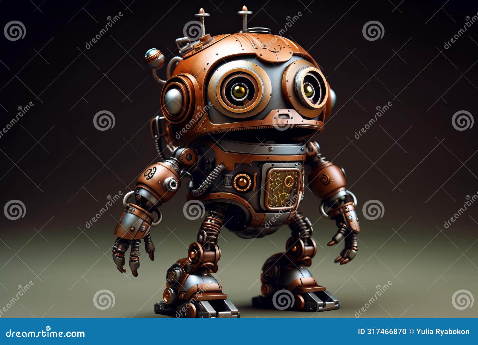 Polished Steampunk Small Cute Robot. Generate Ai Stock Illustration ...