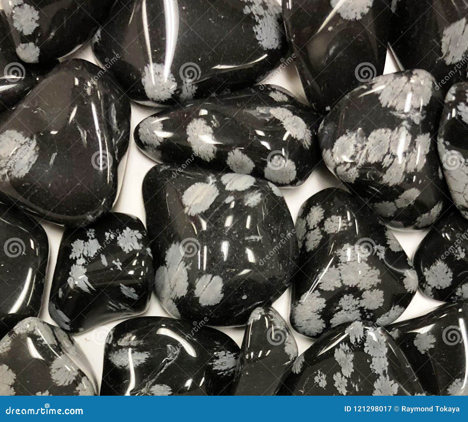 Snowflake Obsidian Polished Stones Background Stock Image - Image of ...