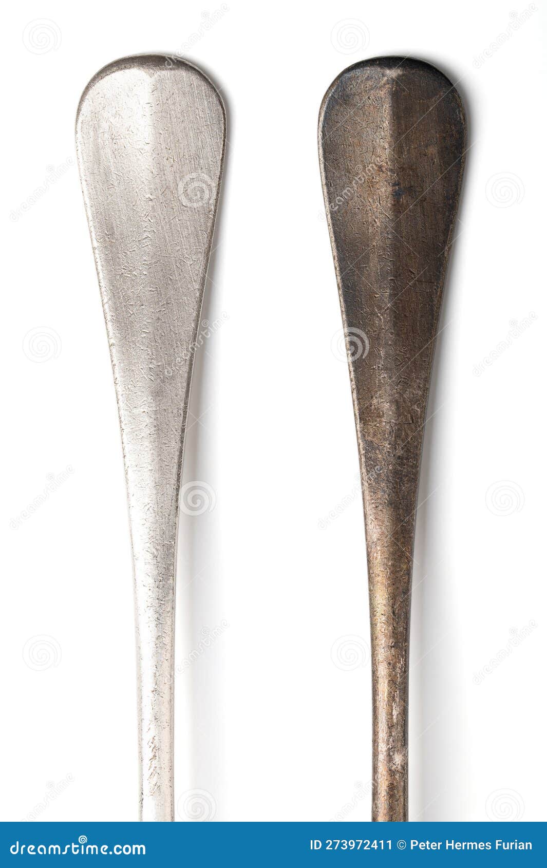 Polished and Tarnished Sterling Silver Cutlery Handles Stock Image ...