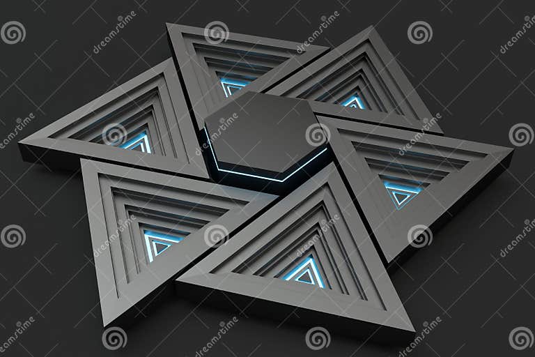 Polished Triangle Metal Frame, 3d Rendering Stock Illustration ...