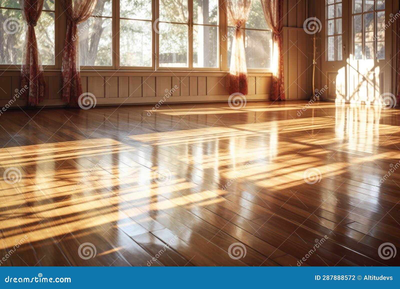Polished Wooden Floor Reflecting Sunlight Stock Photo - Image of bright ...