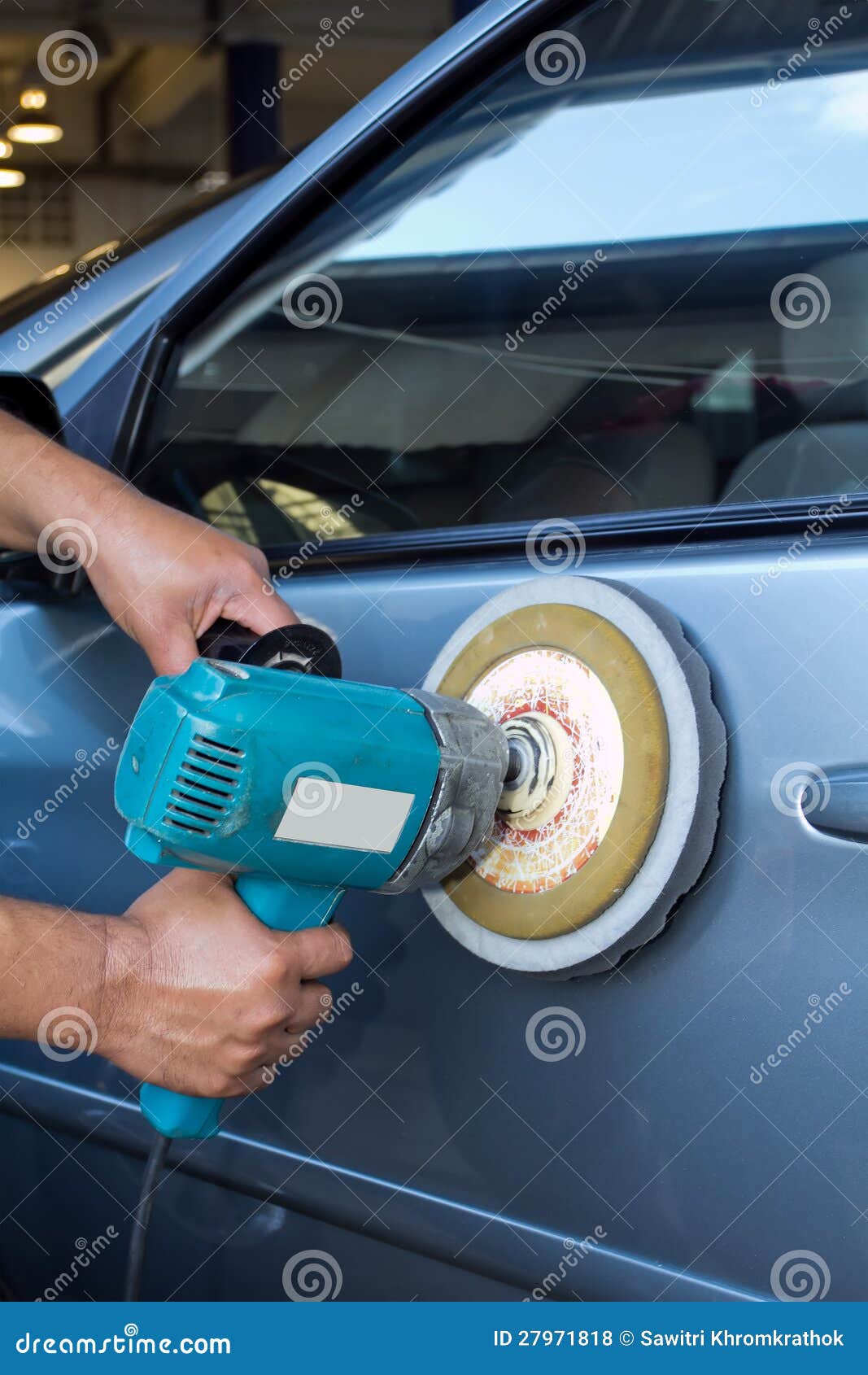 Polishing the Car with Power Buffer Machine Stock Photo - Image of ...