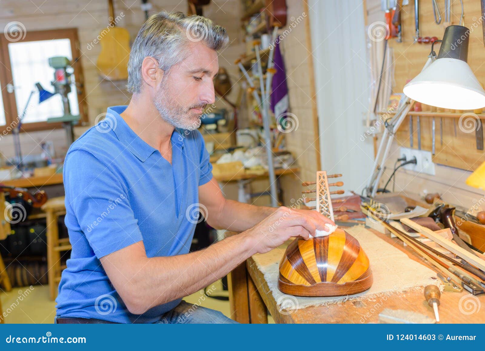 Polishing a wood frame stock image. Image of creation - 124014603