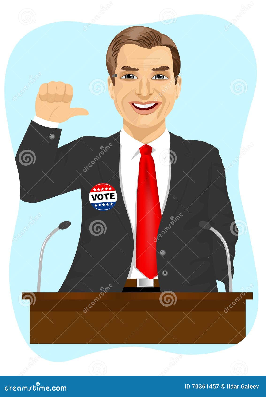 Political Candidate Makes a Campaign Speech Indicating Himself Stock ...