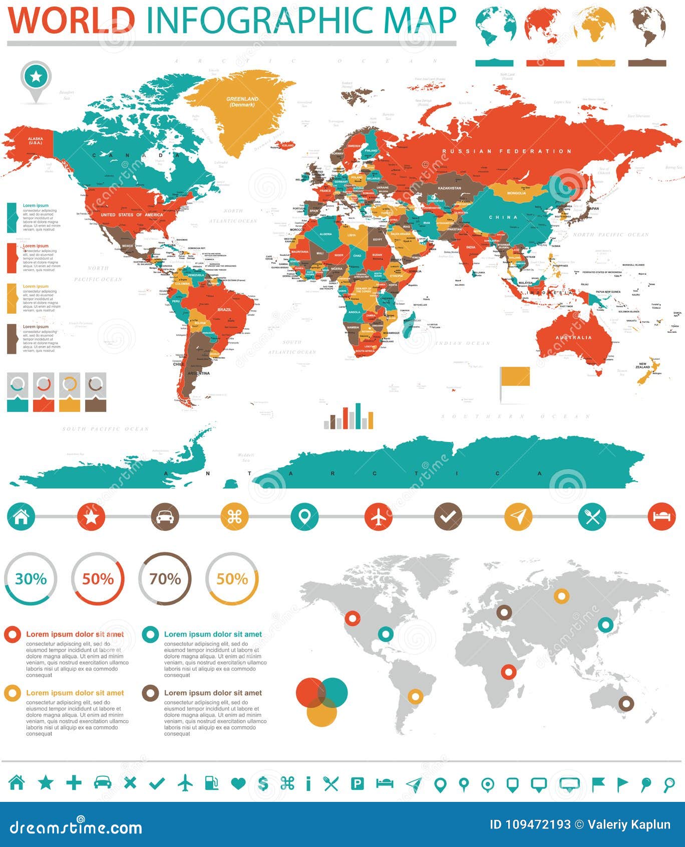 Political Colored World Map Vector Stock Illustration | CartoonDealer ...