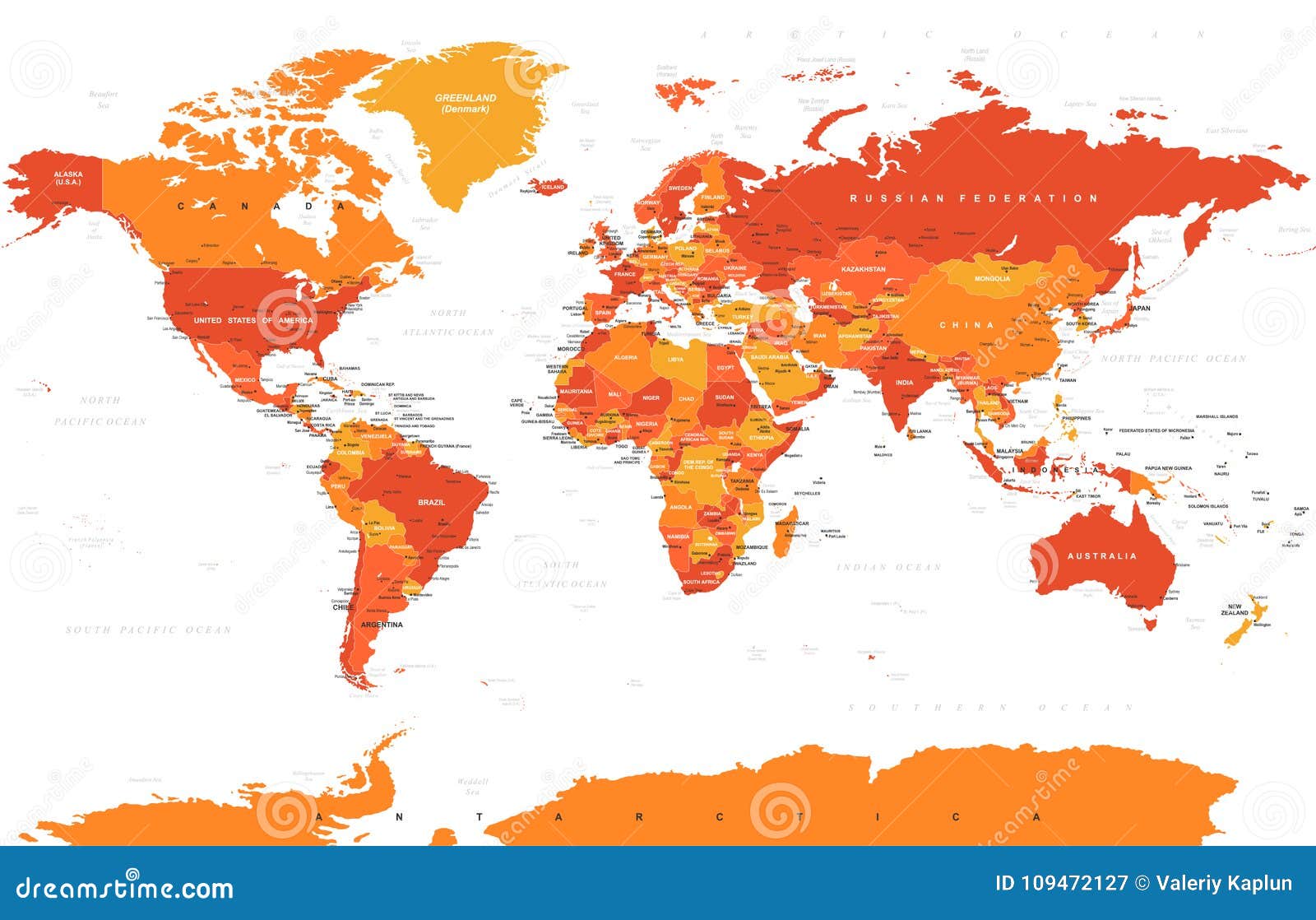 Political Colored World Map Vector Stock Illustration - Illustration of ...