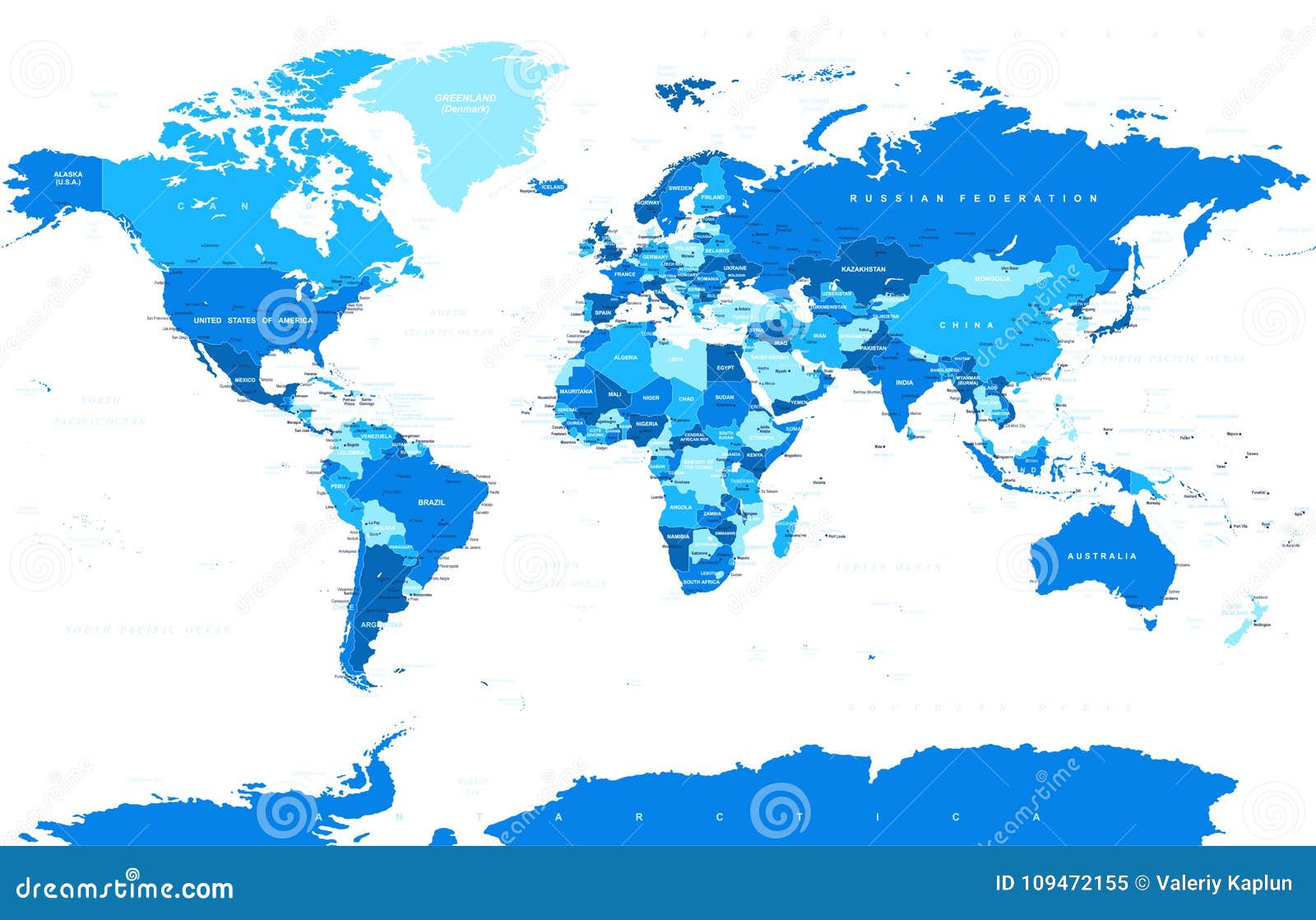 Political Colored World Map Vector Stock Illustration - Illustration of ...